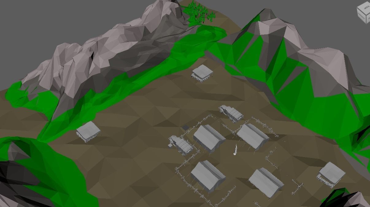 3D model 3D low poly Map terrain with mountains and trees VR / AR / low ...