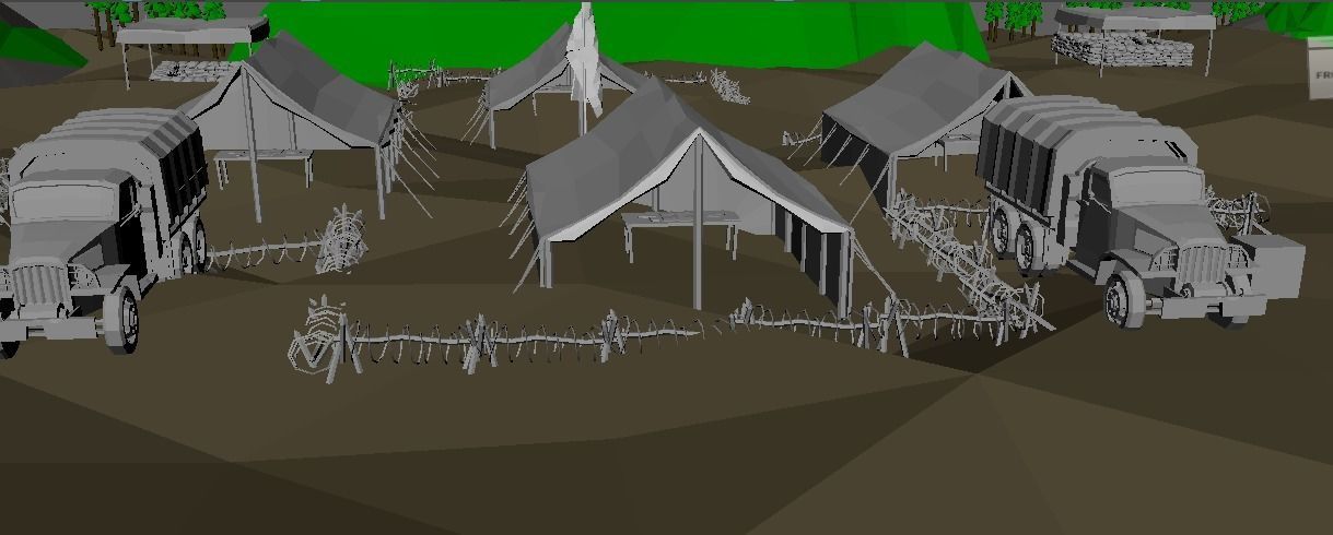 3D model 3D low poly Map terrain with mountains and trees VR / AR / low ...