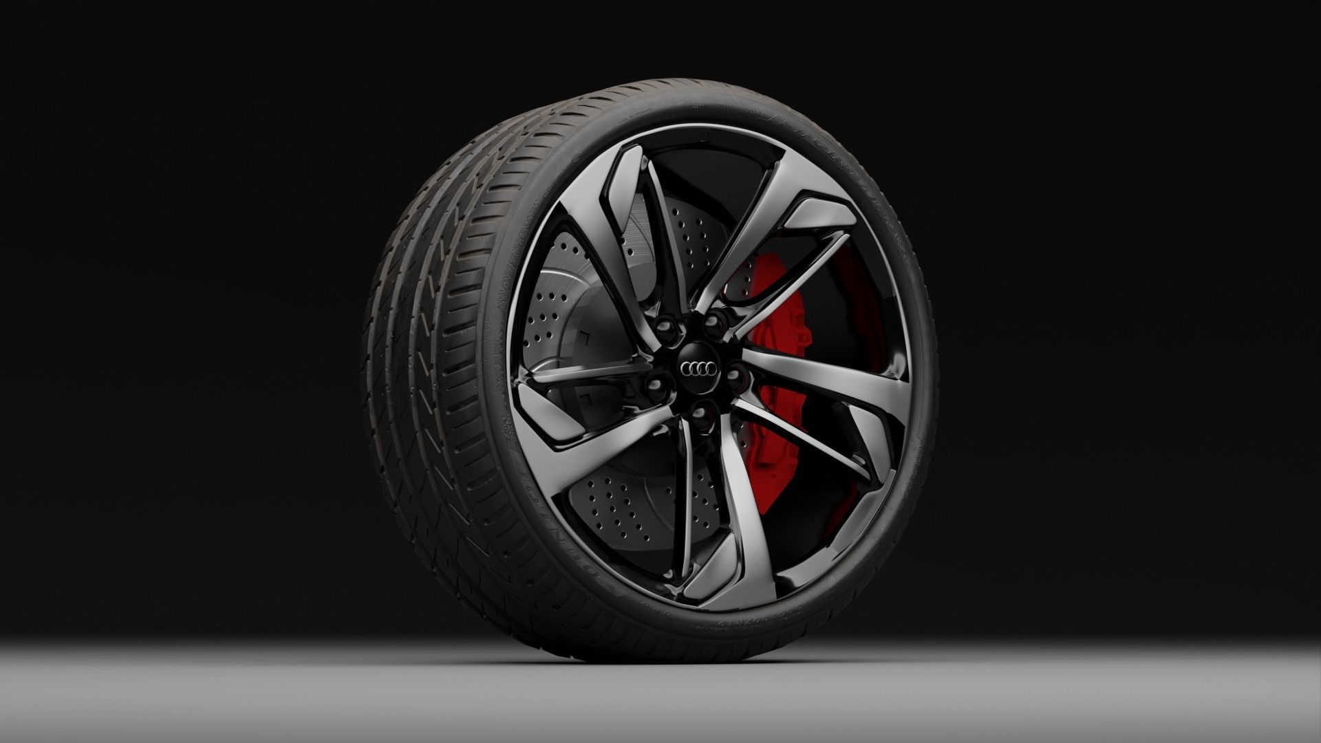 High detail Audi RS4 wheels and Tires 3D model with Photo Studio 3D ...