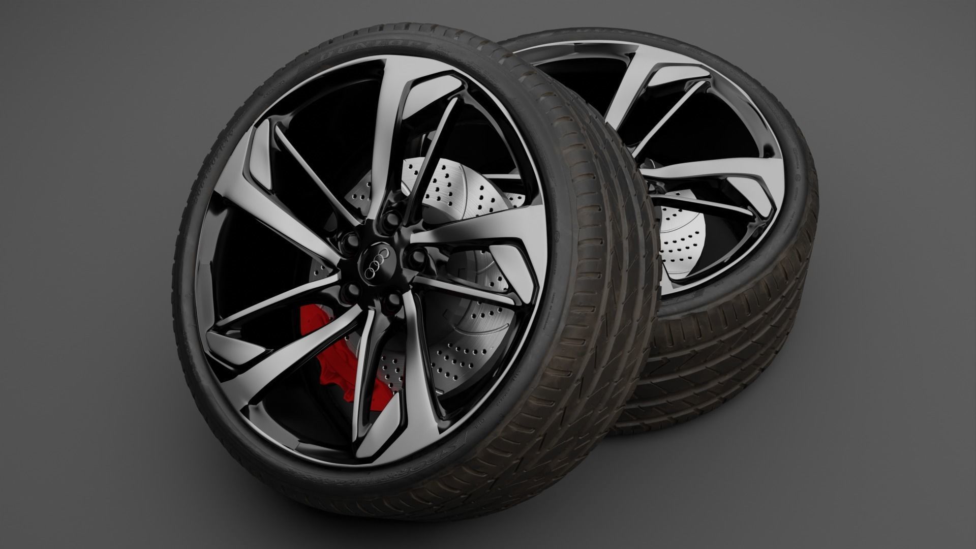 High detail Audi RS4 wheels and Tires 3D model with Photo Studio 3D ...