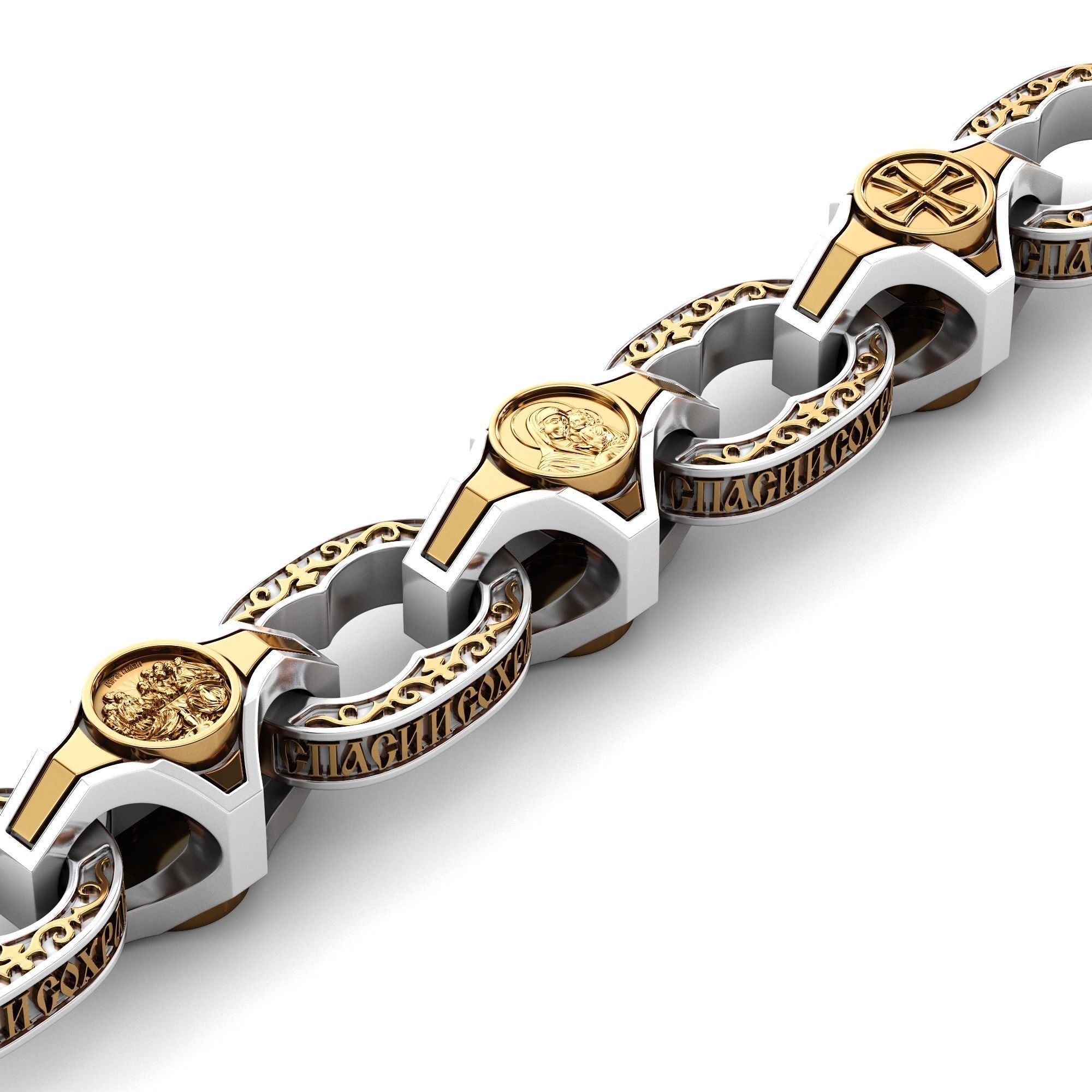 chain two tone gold and silver bracelet 3D model 3D printable | CGTrader