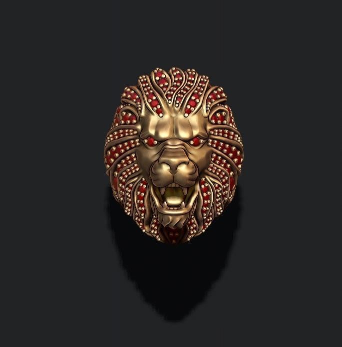 lion ring with gems 3D model 3D printable | CGTrader