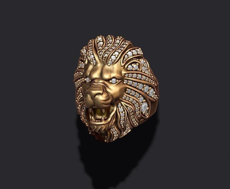 lion ring with gems 3D model 3D printable | CGTrader