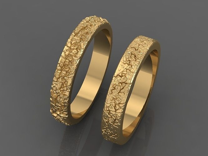 Ring 3D Print 3D print model 3D model pair of gold wedding rings 3D ...