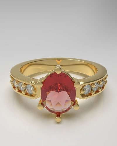 Engagement ring with oval gem 3D print model 3D model 3D printable ...