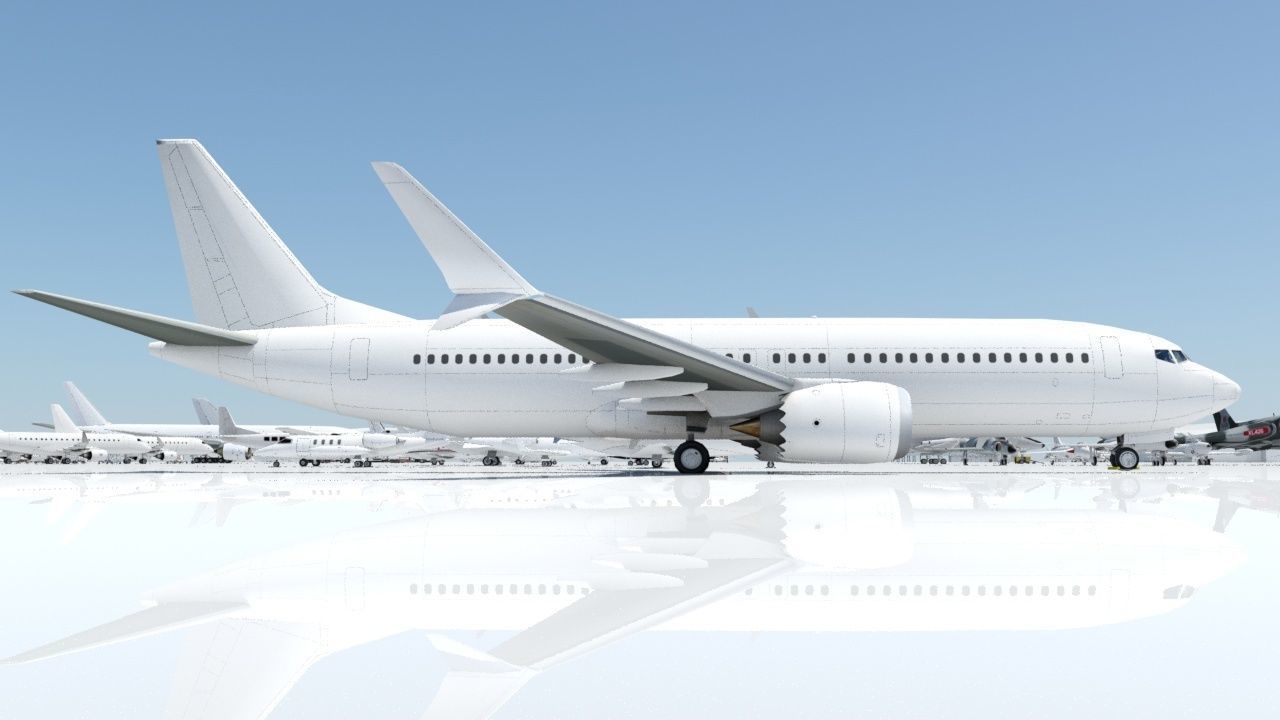 3D model B737 Max 8 Static Low Poly Blank VR / AR / low-poly | CGTrader