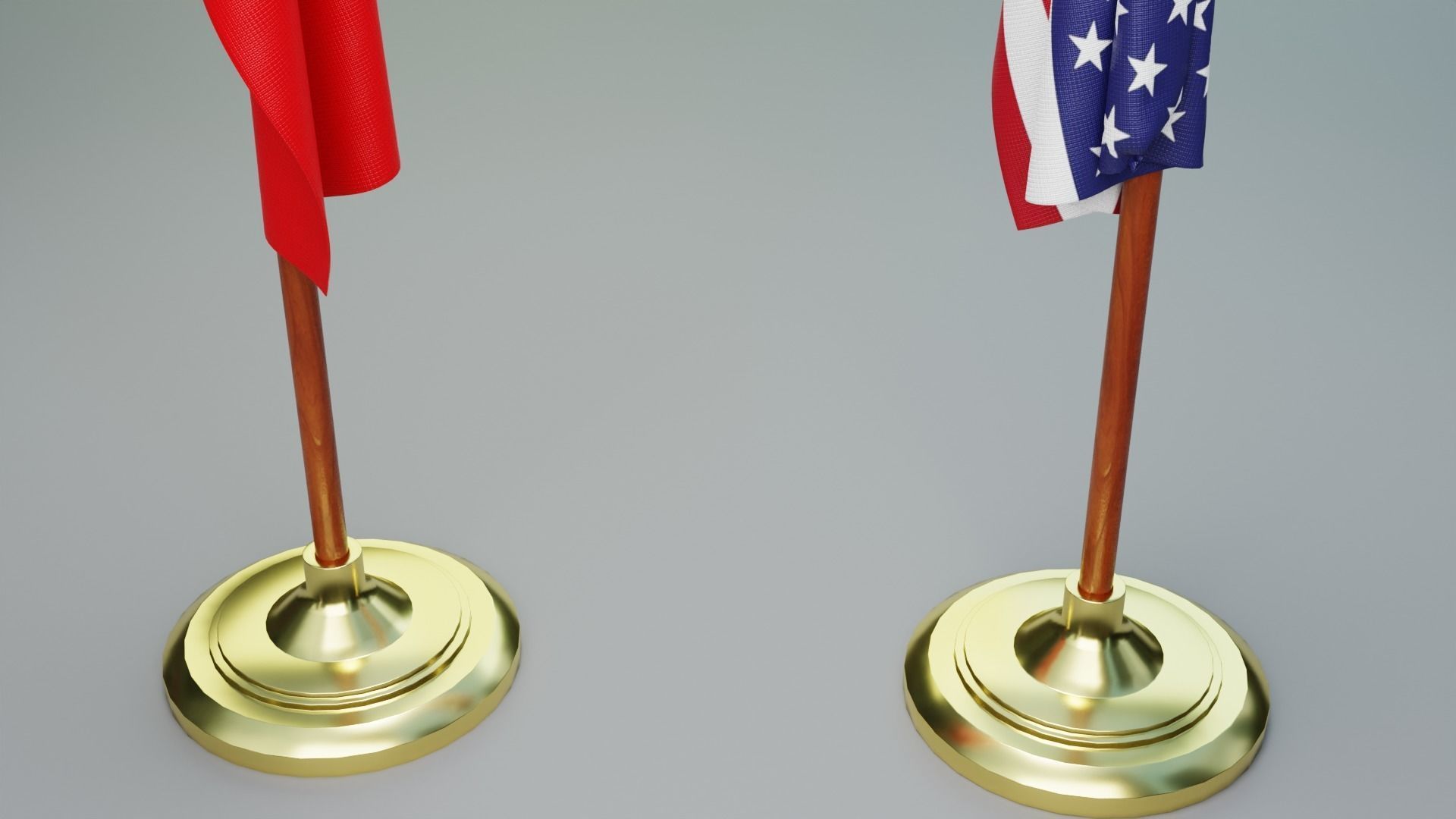 Turkish and American Flagpoles free VR / AR / low-poly 3D model | CGTrader