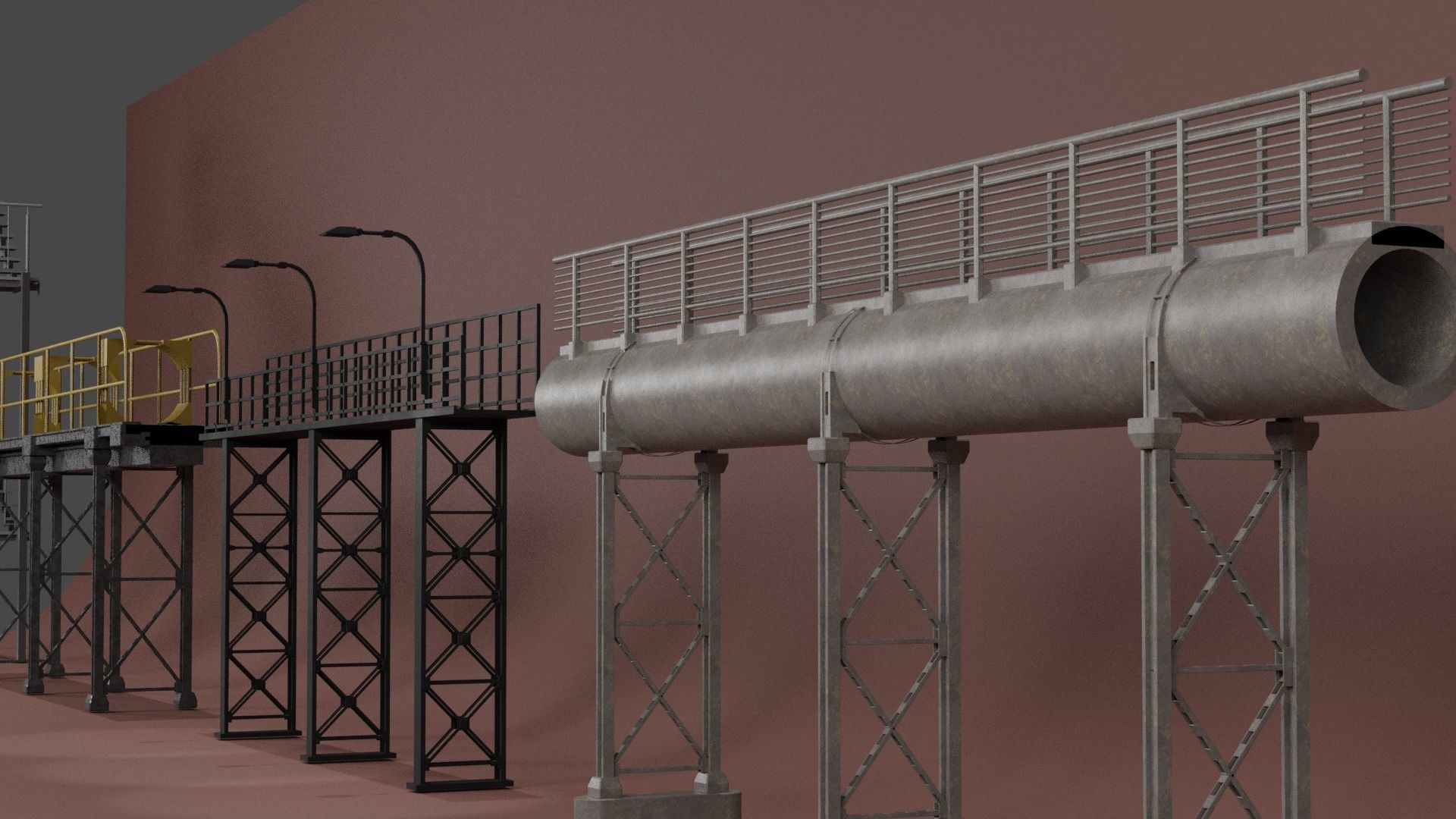 Industrial Pipe Racks and Stair Collection 3D model | CGTrader