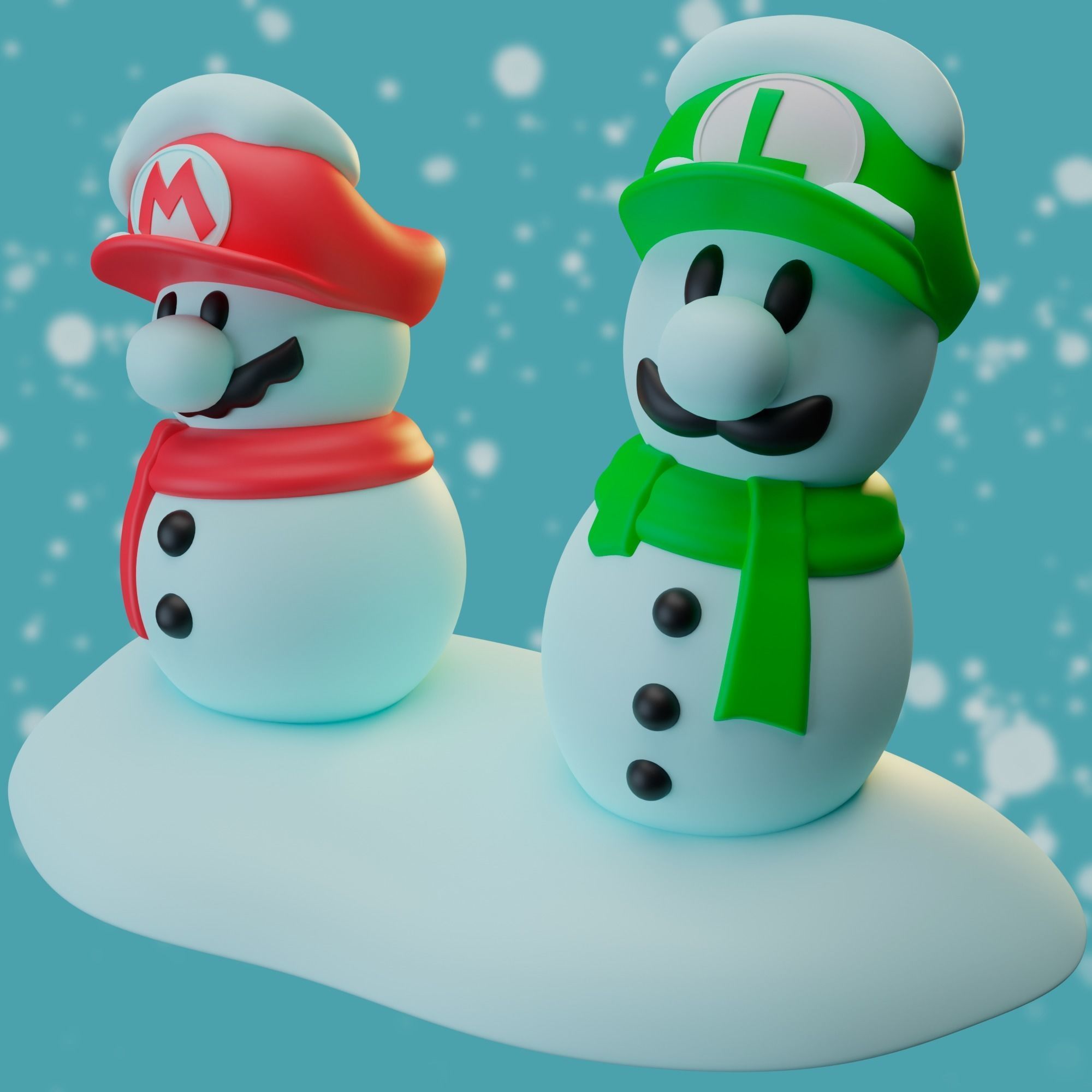 MARIO AND LUIGI SNOWMAN 3D model 3D printable | CGTrader