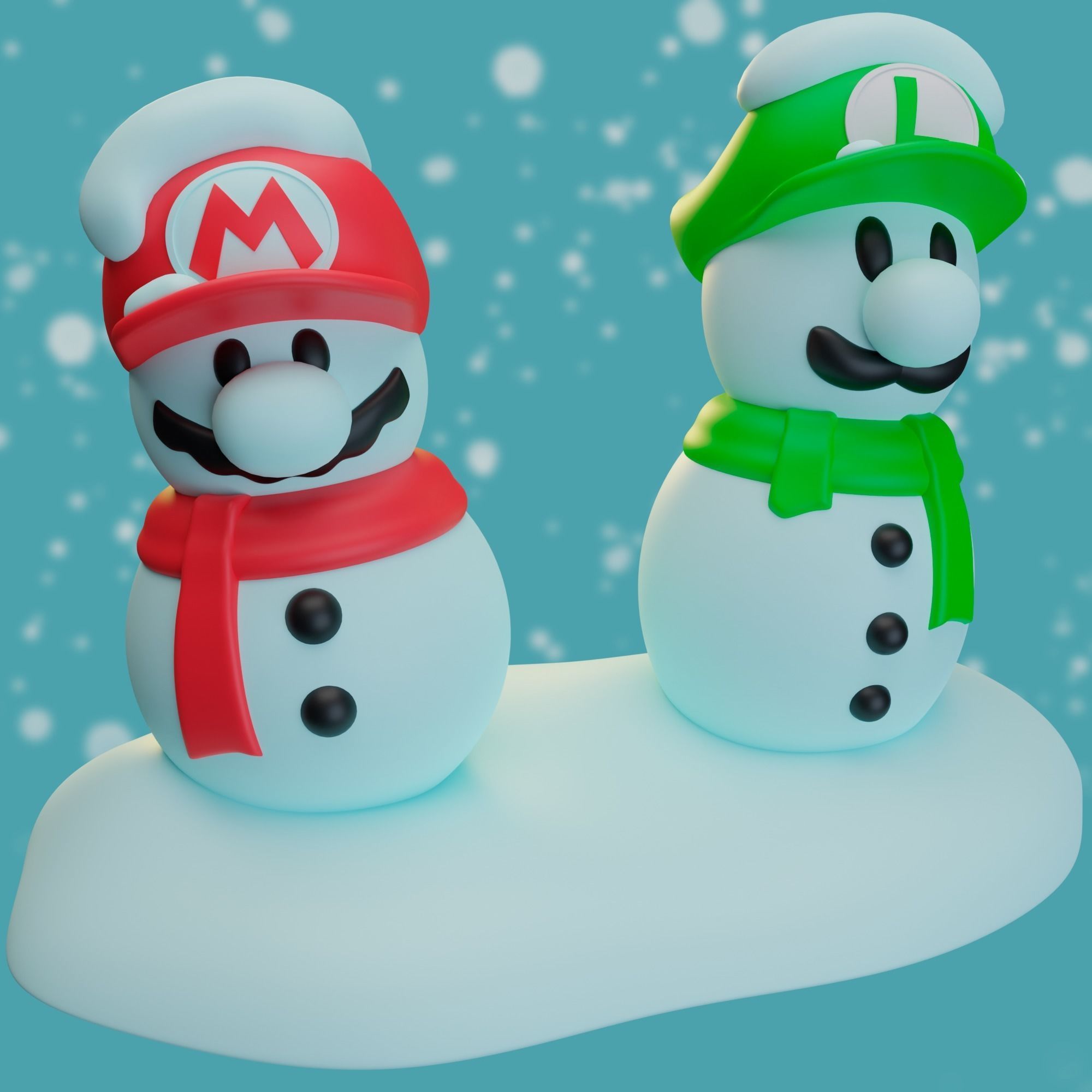 MARIO AND LUIGI SNOWMAN 3D model 3D printable | CGTrader