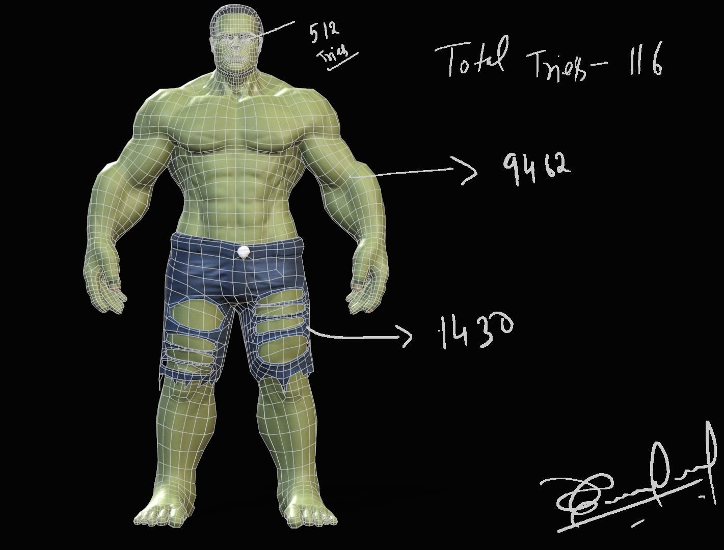 3D model hulk game ready low poly model animated VR / AR / low-poly ...