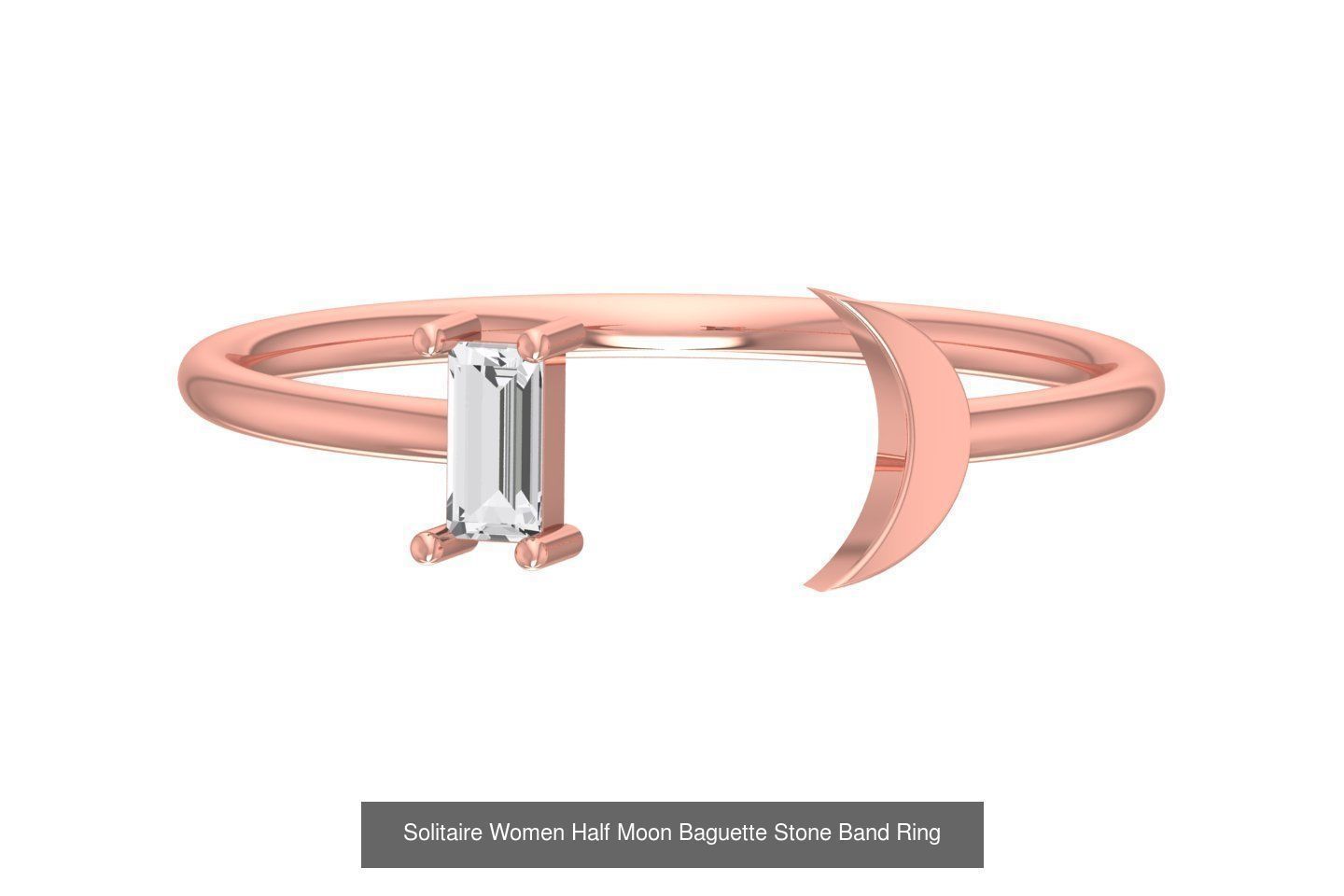 9 Solitaire Women Half Moon Band Rings Collection | CGTrader