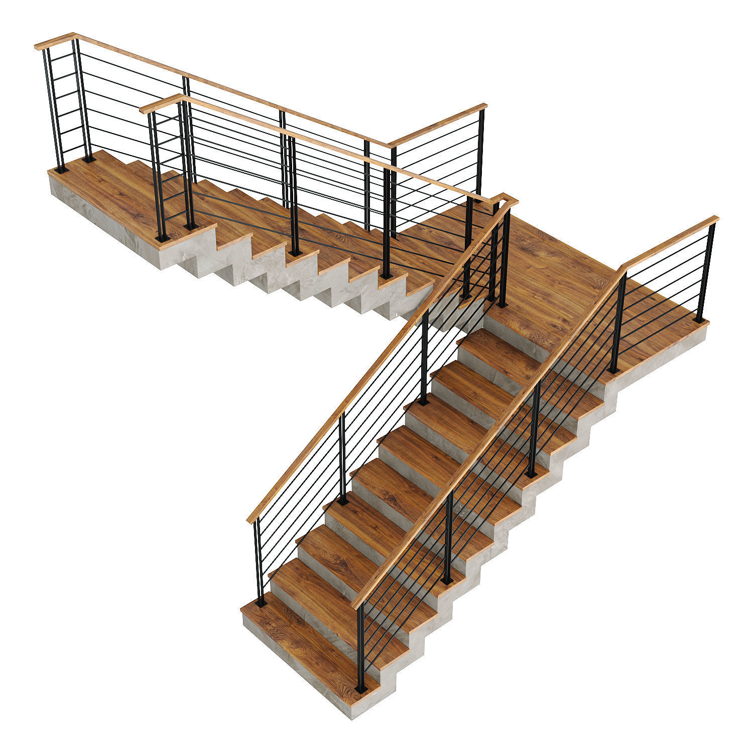Modern exposed concrete staircase 3D model | CGTrader