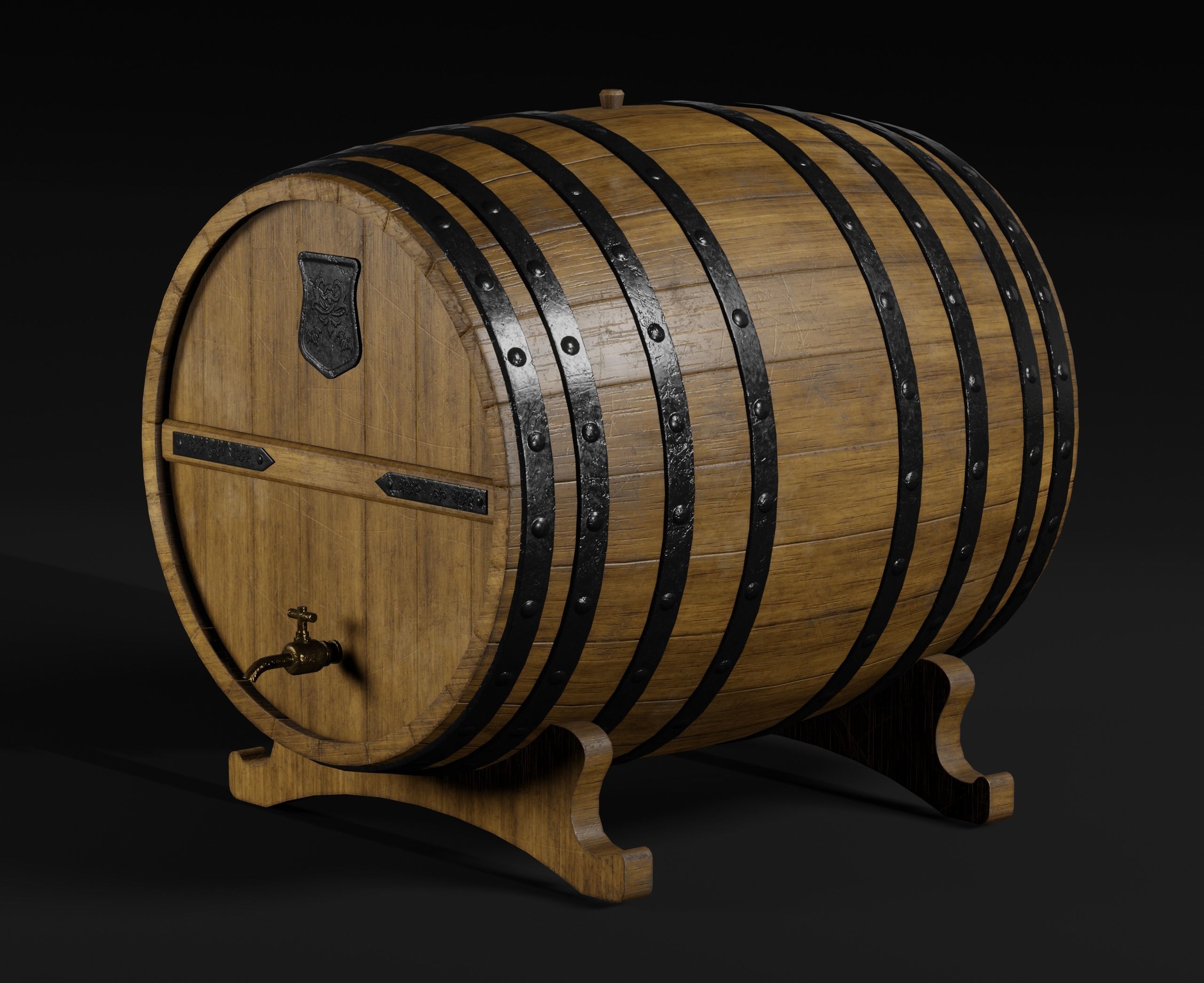 3D model Low Poly Medieval Wooden Barrel Pack 3D Models VR / AR / low ...