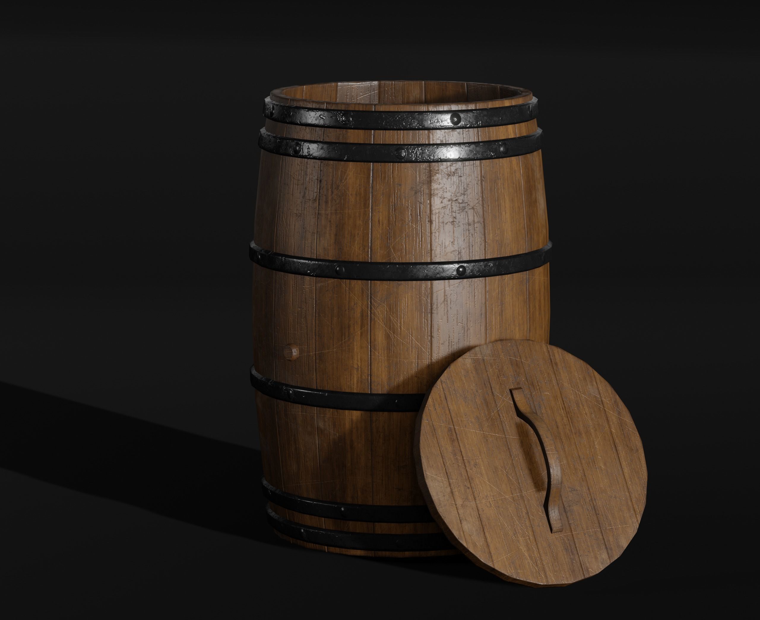 3D model Low Poly Medieval Wooden Barrel Pack 3D Models VR / AR / low ...