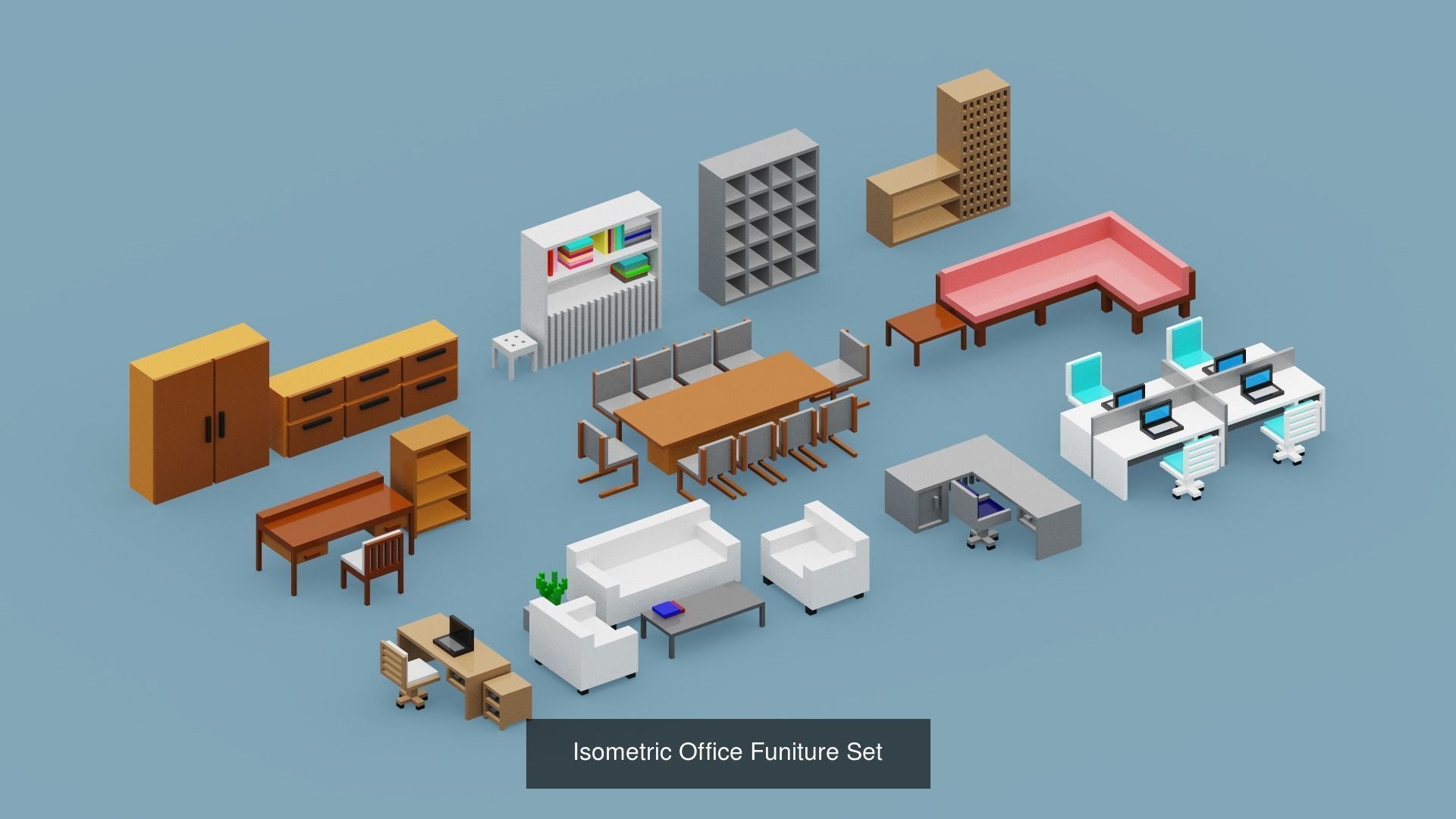 3D Model Collection Isometric Funiture Set VR / AR / low-poly | CGTrader