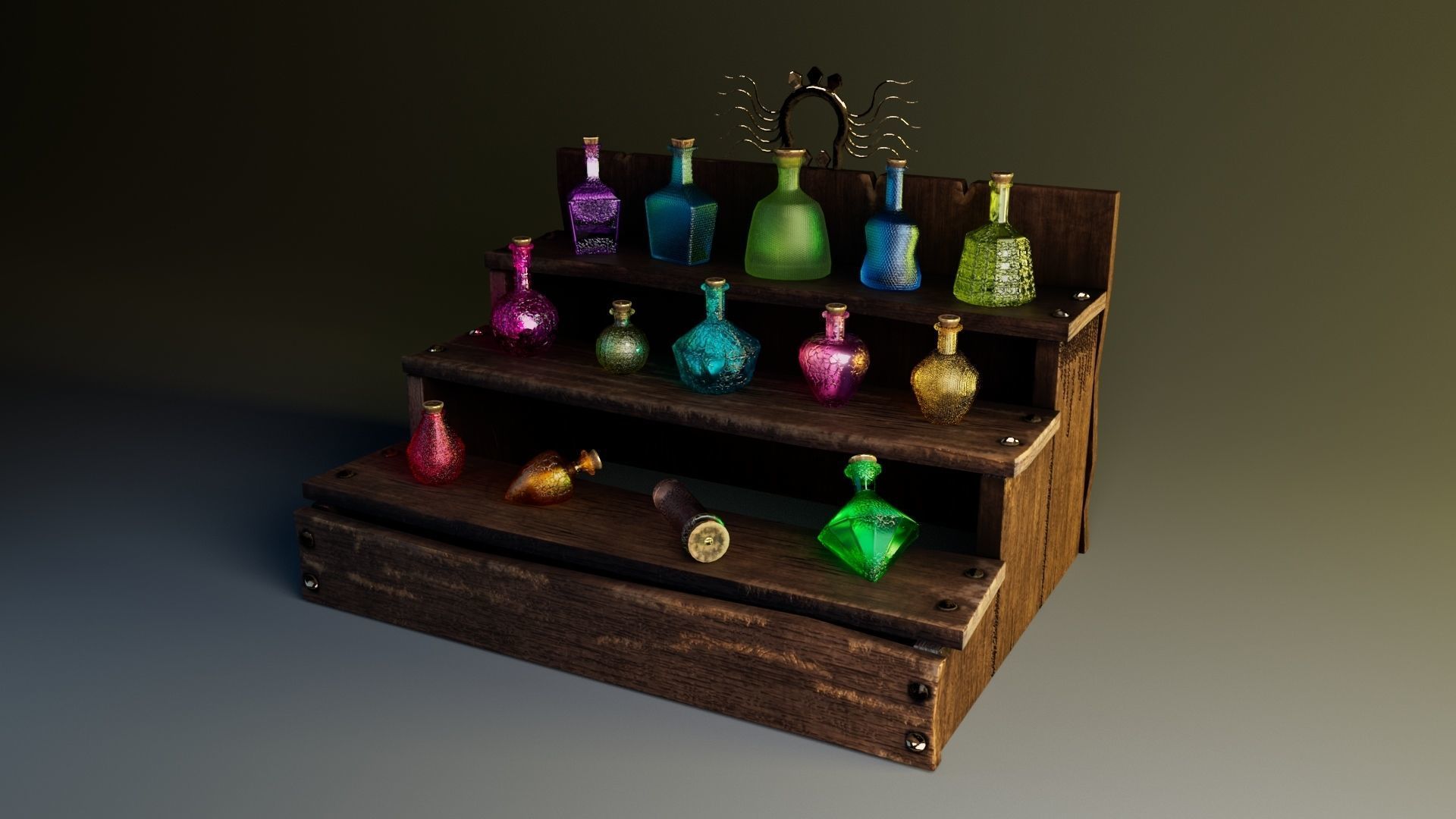 Patterned Potion Bottles 3D model | CGTrader