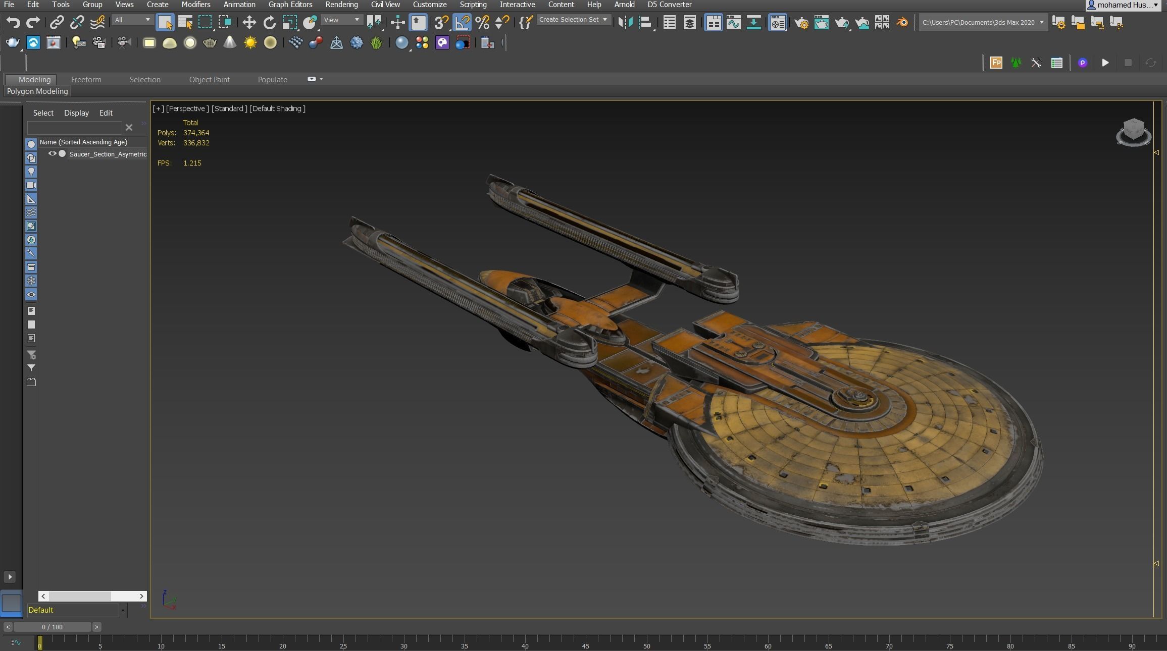 27-2Saucer-Section-Asymetrical star trek ship 3D model | CGTrader