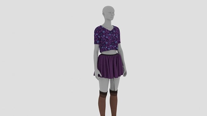 3D model Womens Dress - Female Outfit Clothes VR / AR / low-poly | CGTrader