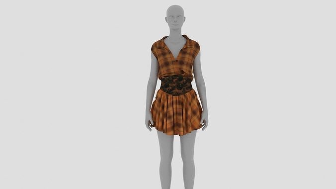 3D model Womens Dress - Female Outfit Clothes VR / AR / low-poly | CGTrader