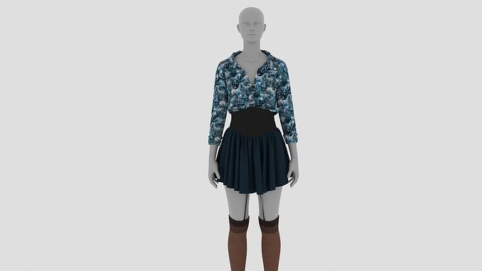 3D model Womens Dress - Female Outfit Clothes VR / AR / low-poly | CGTrader