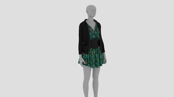 3D model Womens Dress - Female Outfit Clothes VR / AR / low-poly | CGTrader