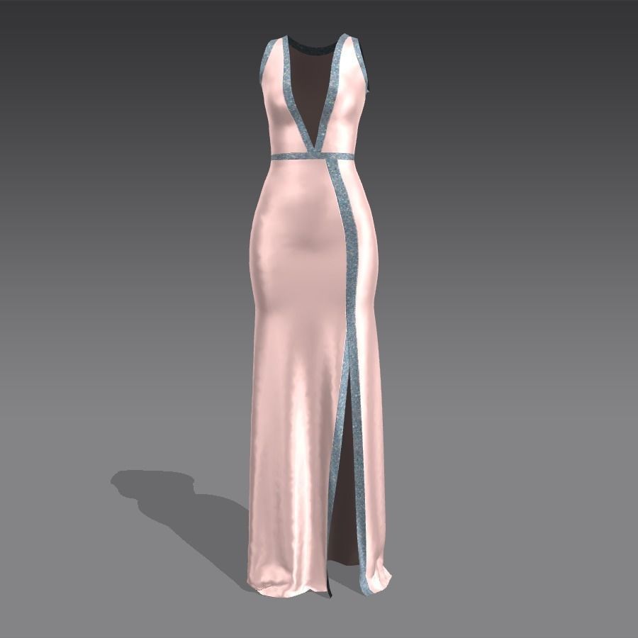 3D model DEGAJE NECKLINE SILK SATIN FABRIC VR / AR / low-poly | CGTrader
