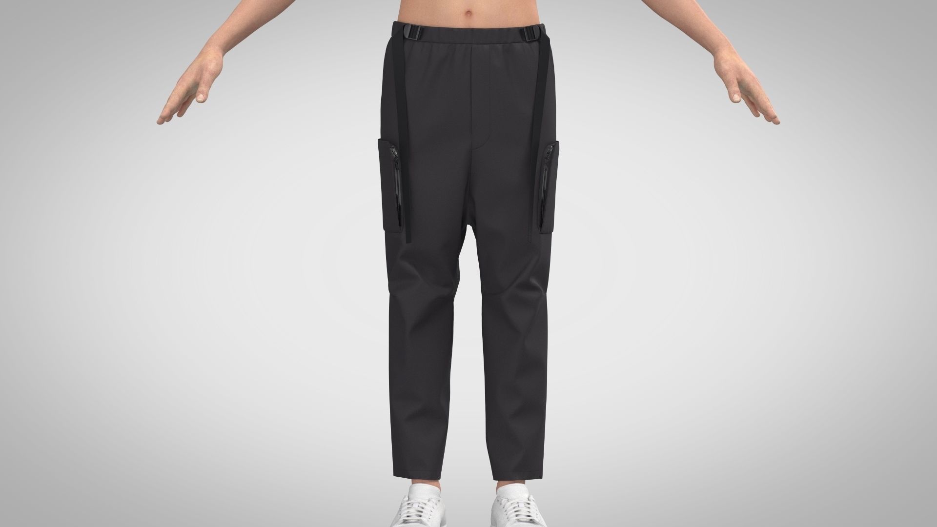 Dropped-Crotch Techwear Pants 3D model | CGTrader