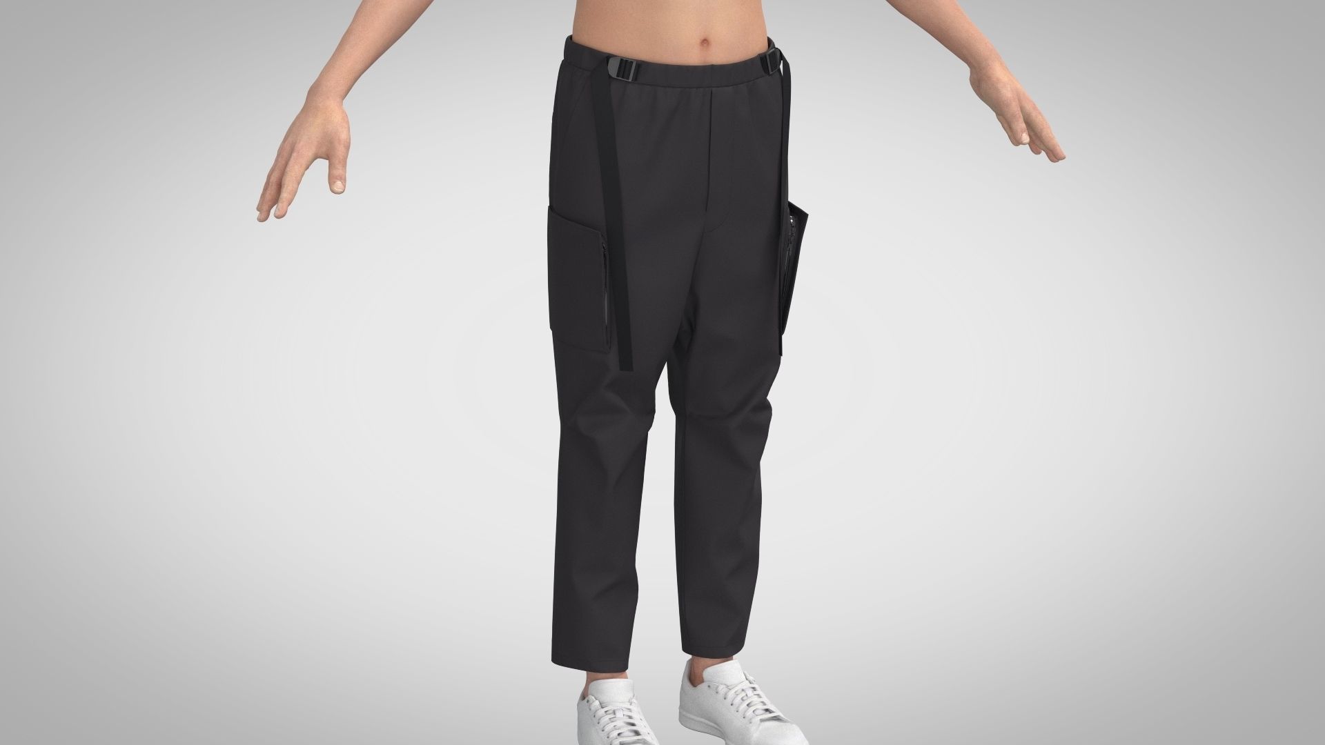 Dropped-Crotch Techwear Pants 3D model | CGTrader
