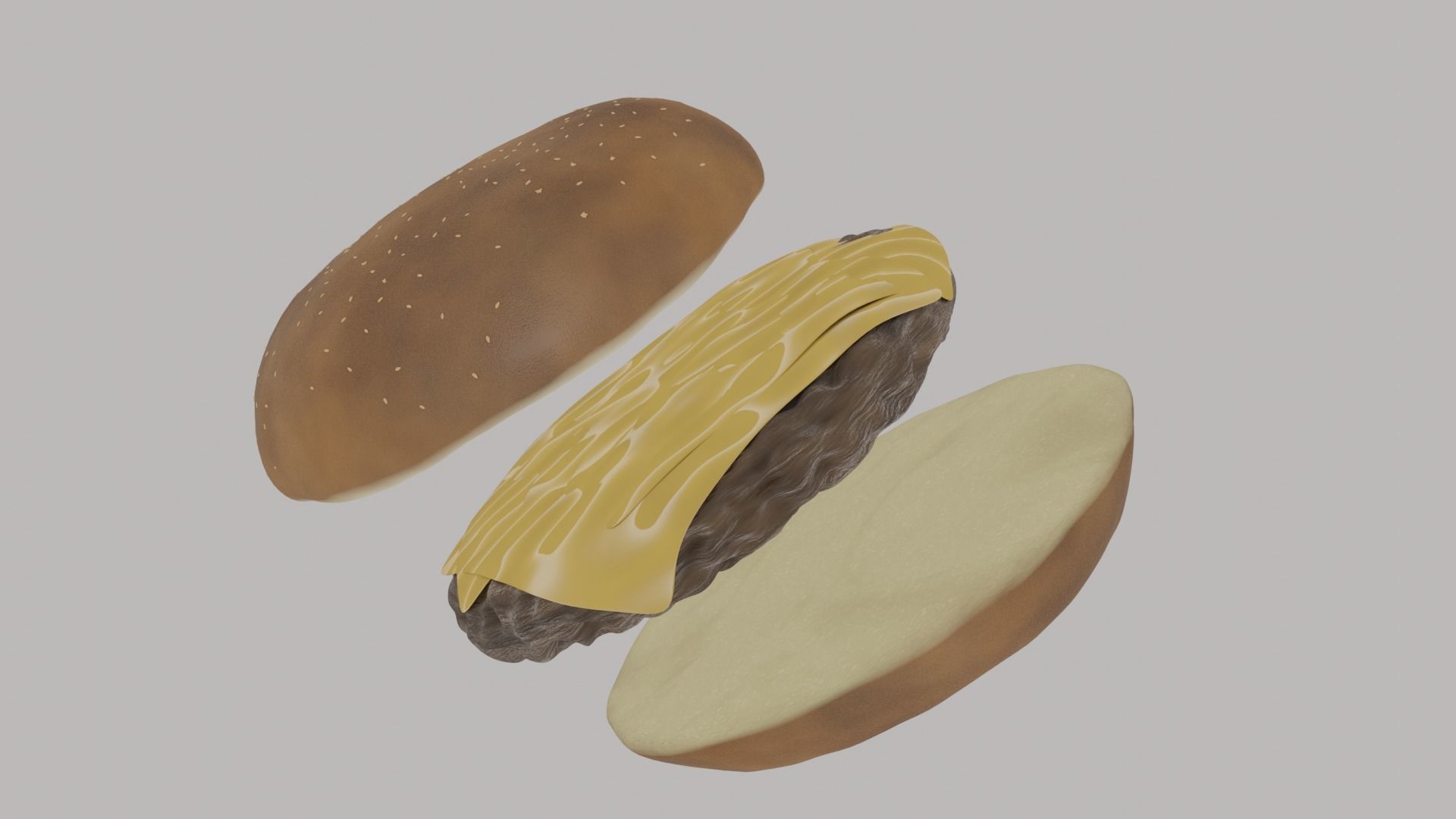 Cheeseburger low poly model hamburger free VR / AR / low-poly 3D model ...