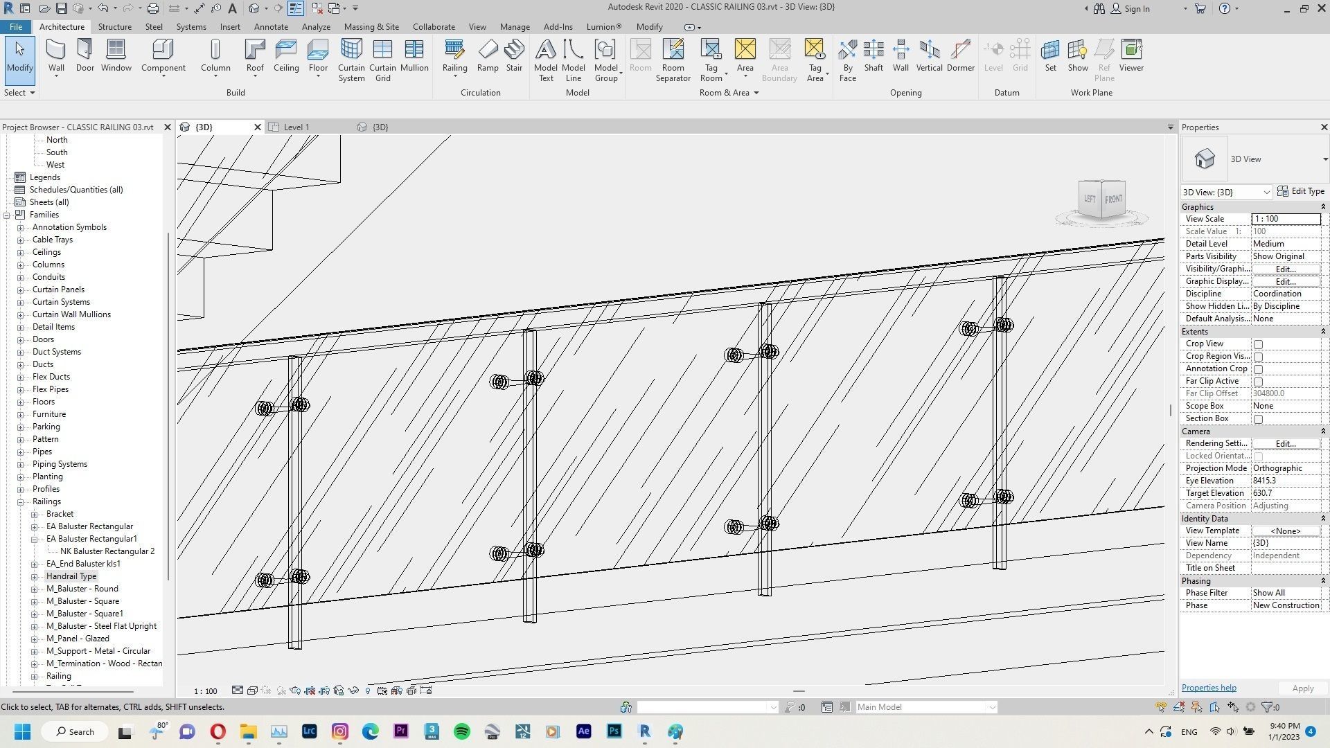 Modern Railing Revit Family 3D model | CGTrader
