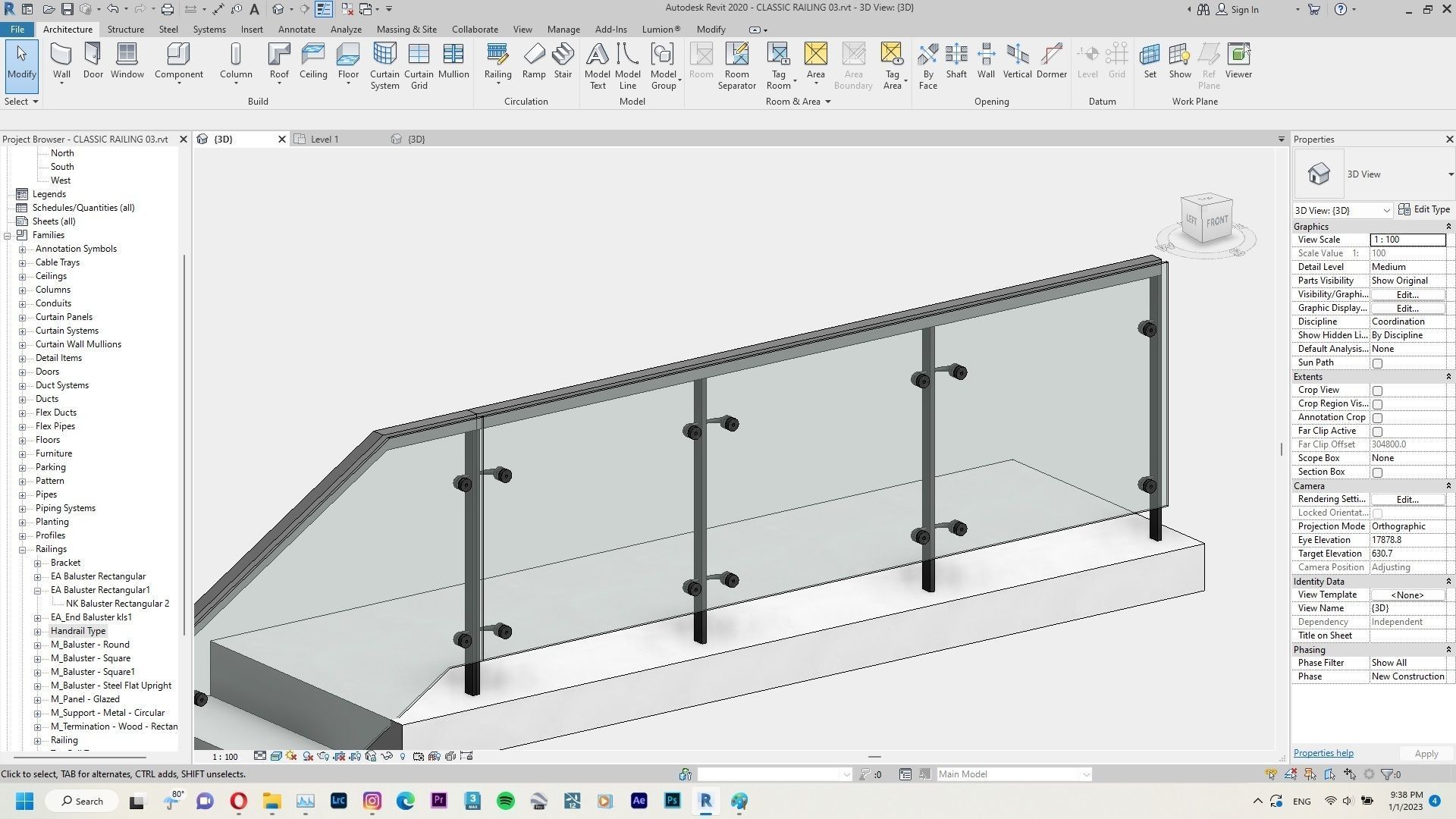 Modern Railing Revit Family 3D model | CGTrader