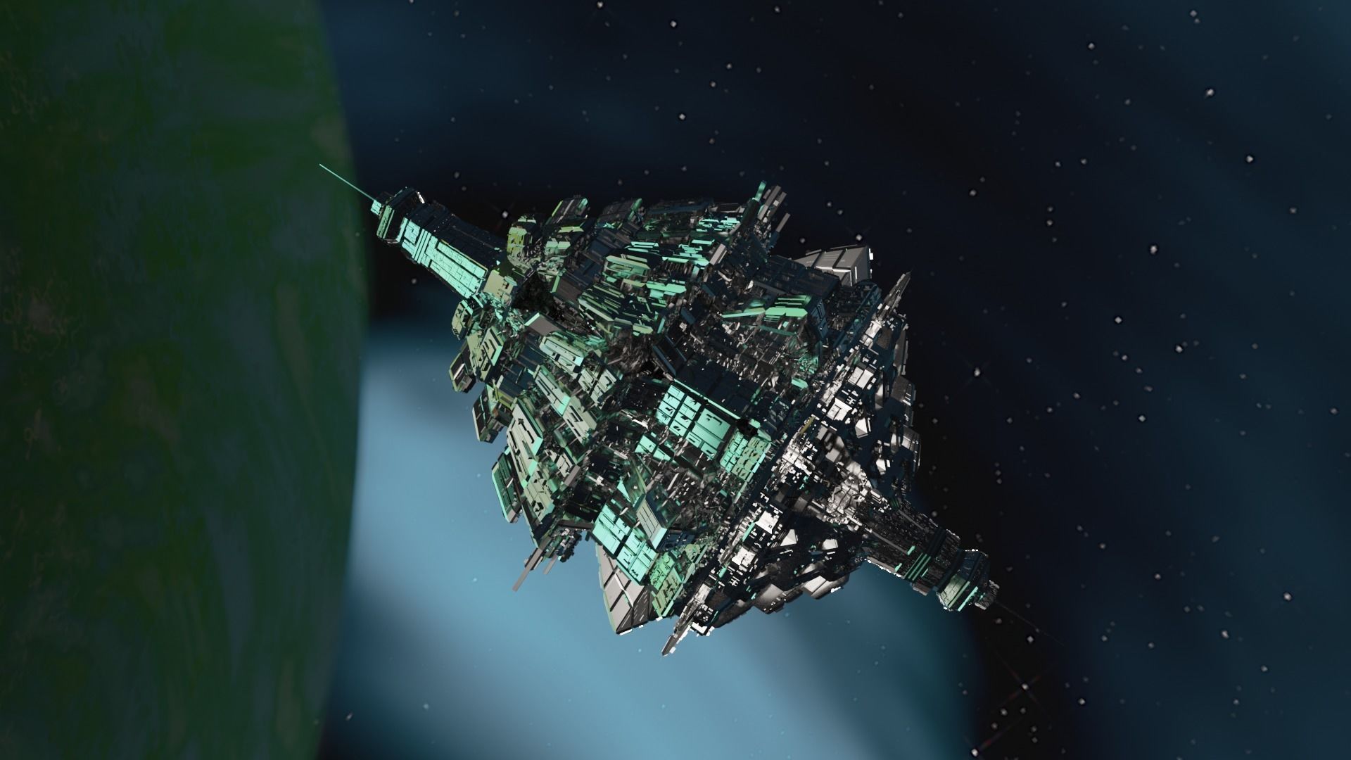 Sci-Fi Space Base Ship Station Center Alpha 3D model | CGTrader