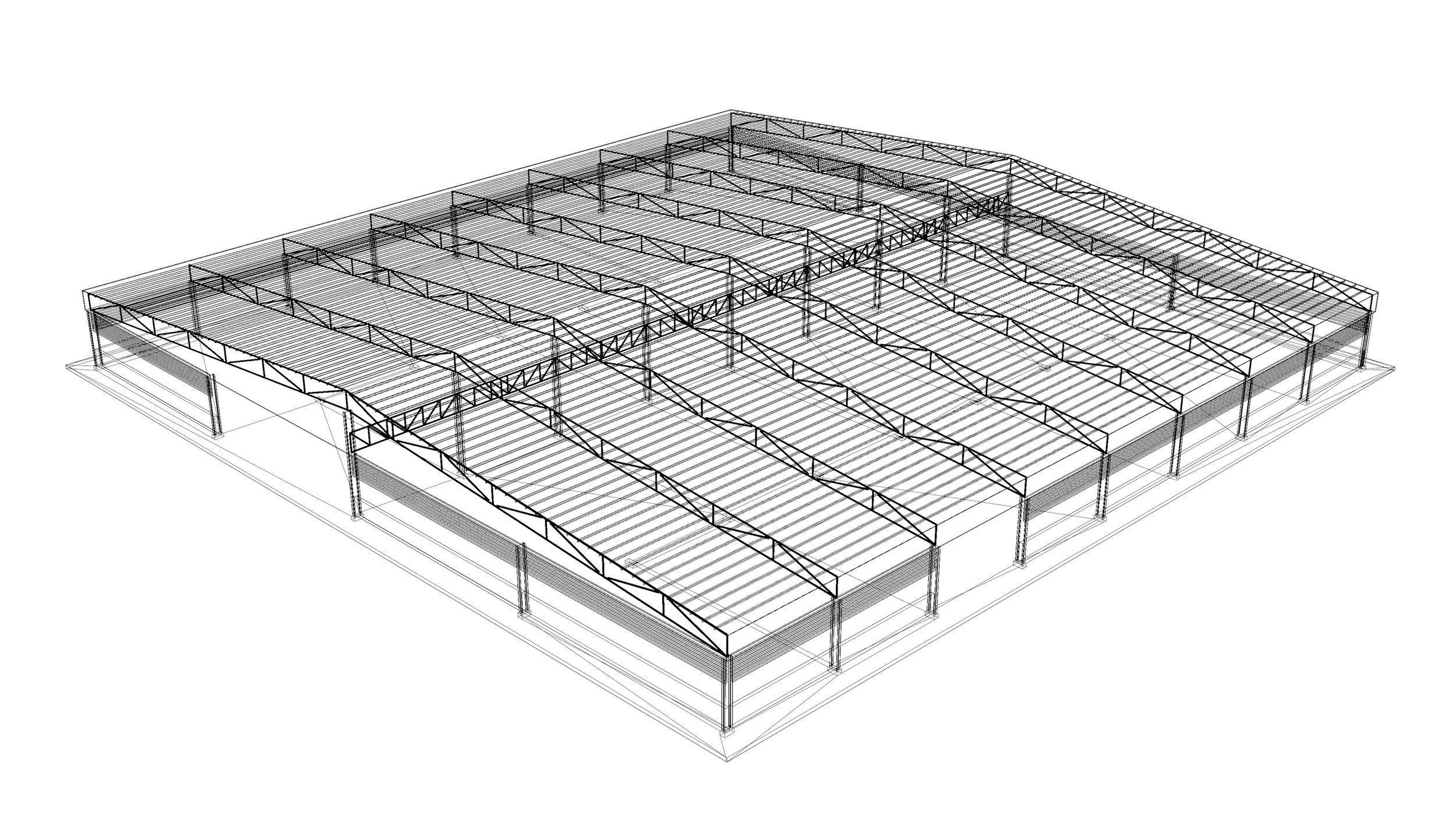 Warehouse in square plan 3D model | CGTrader
