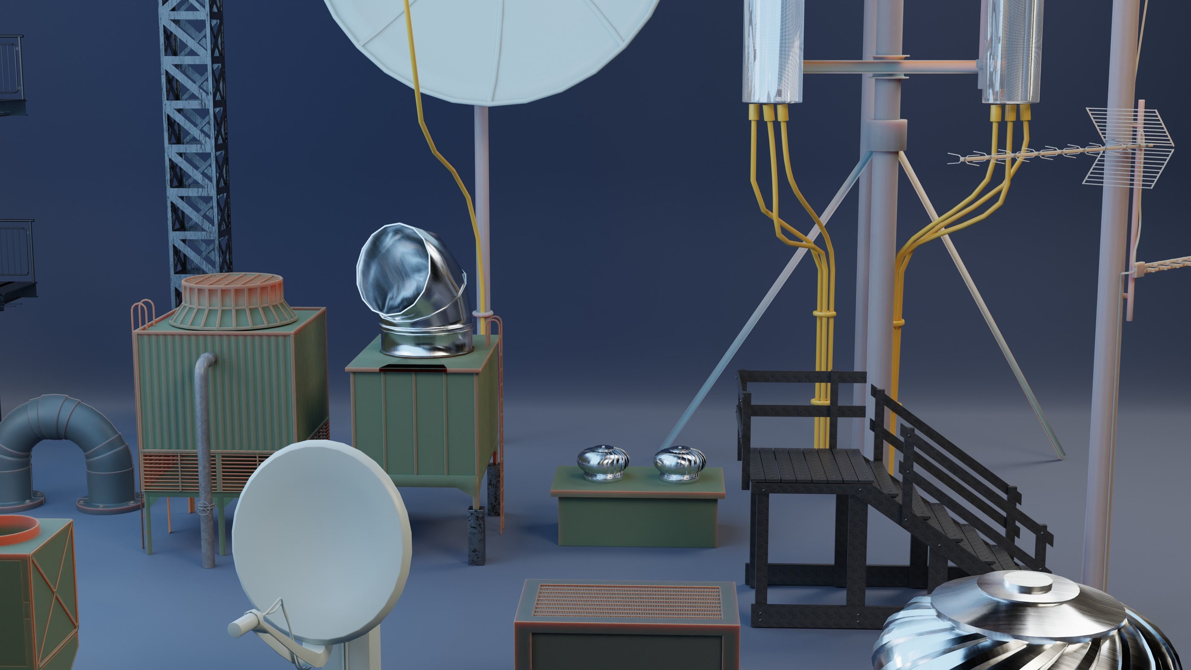 Rooftop Object Collection 3D model | CGTrader