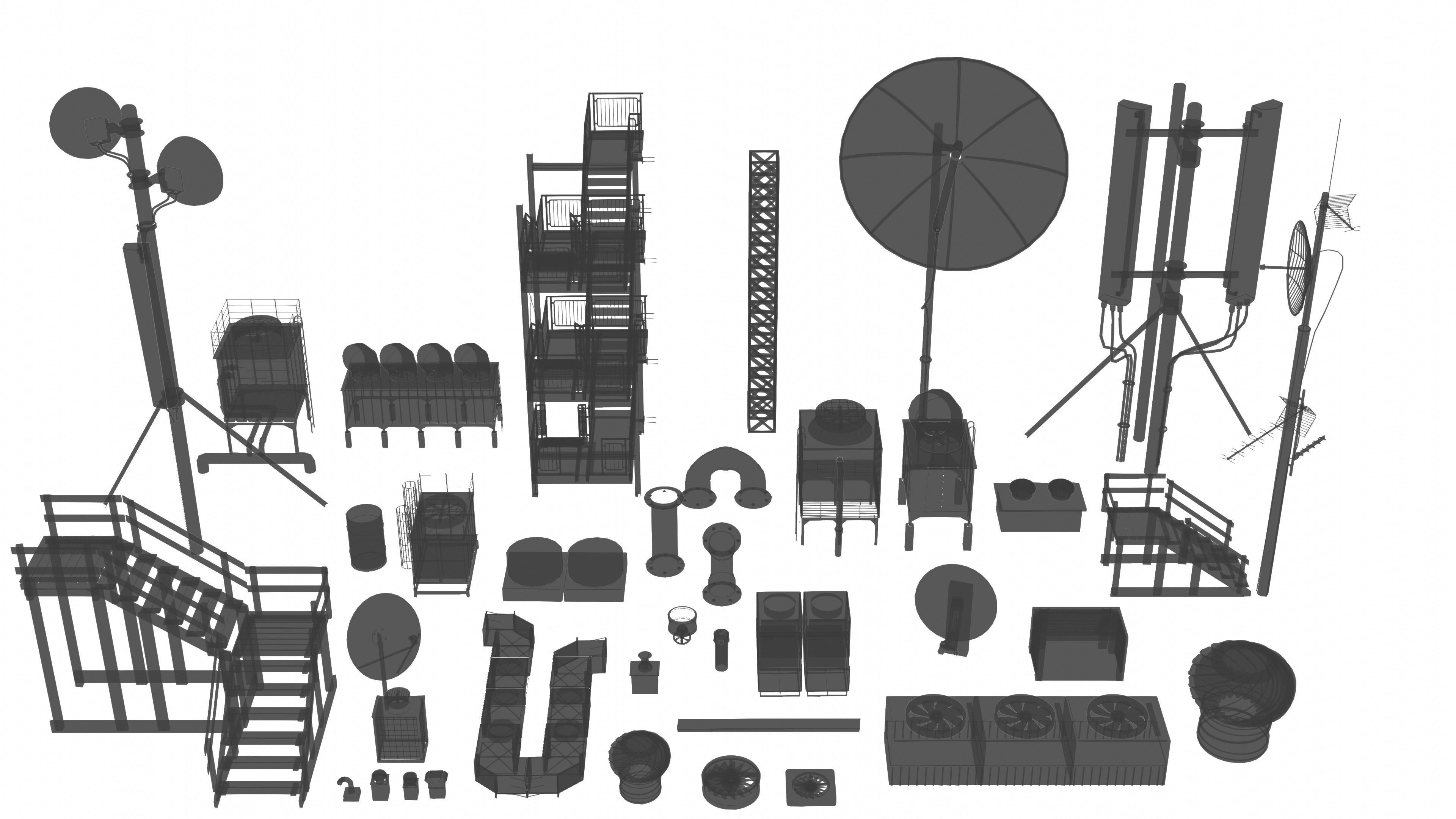 Rooftop Object Collection 3D model | CGTrader