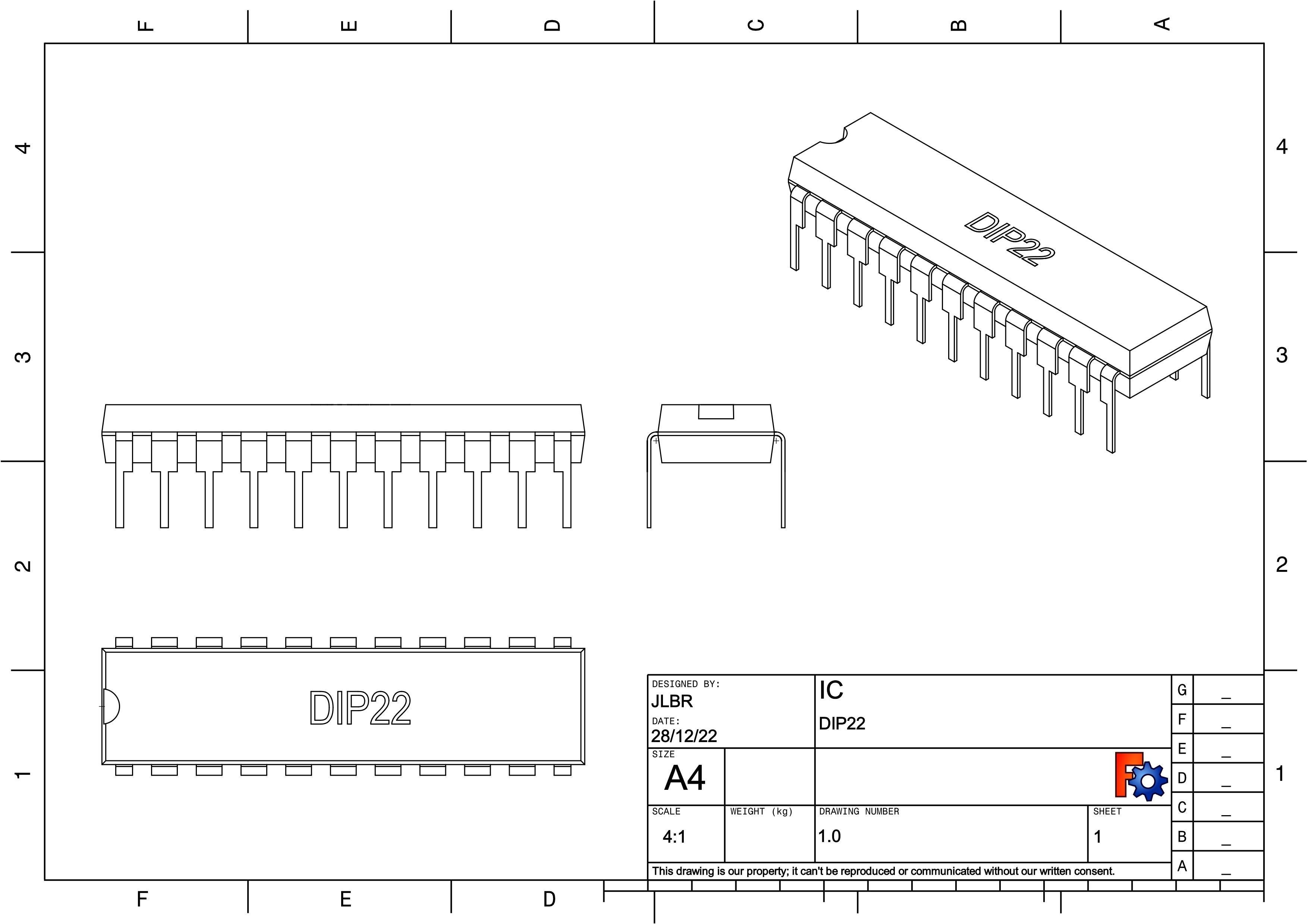 DIP22 IC case 3D model | CGTrader