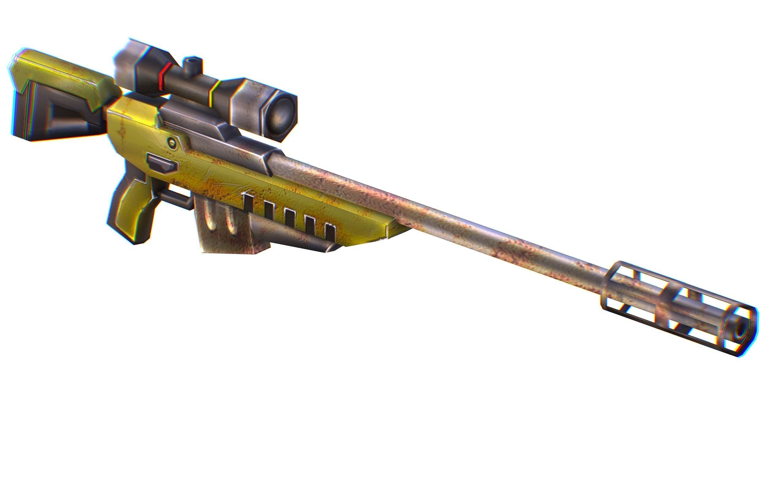 3D model LowPoly Cartoon Sci-Fi Sniper Rifle Future VR / AR / low-poly ...