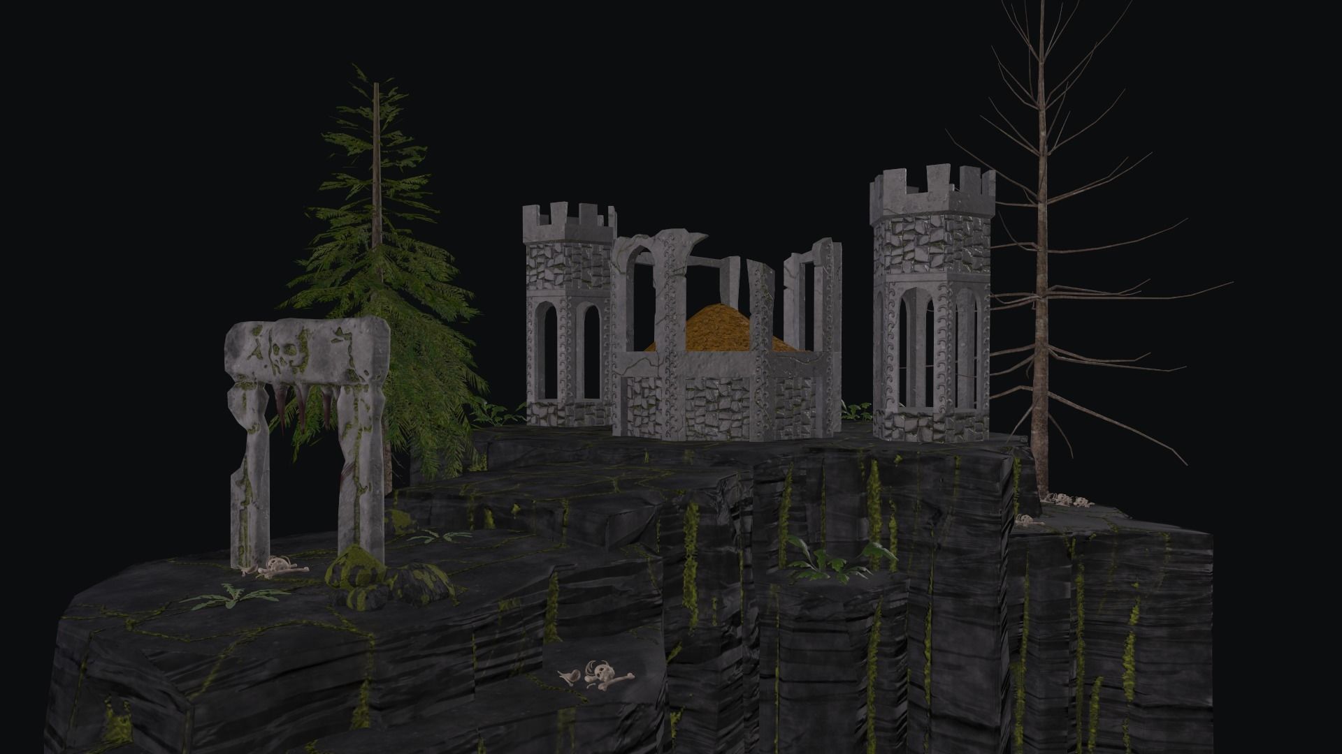 3D model The cursed castle VR / AR / low-poly | CGTrader