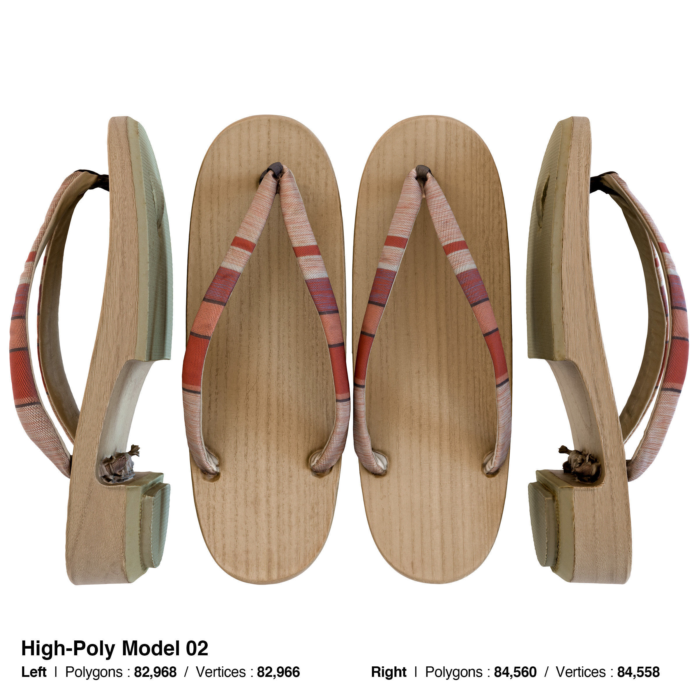 3D model Ukon Geta Set for Women - Japanese Wooden Clogs VR / AR / low ...