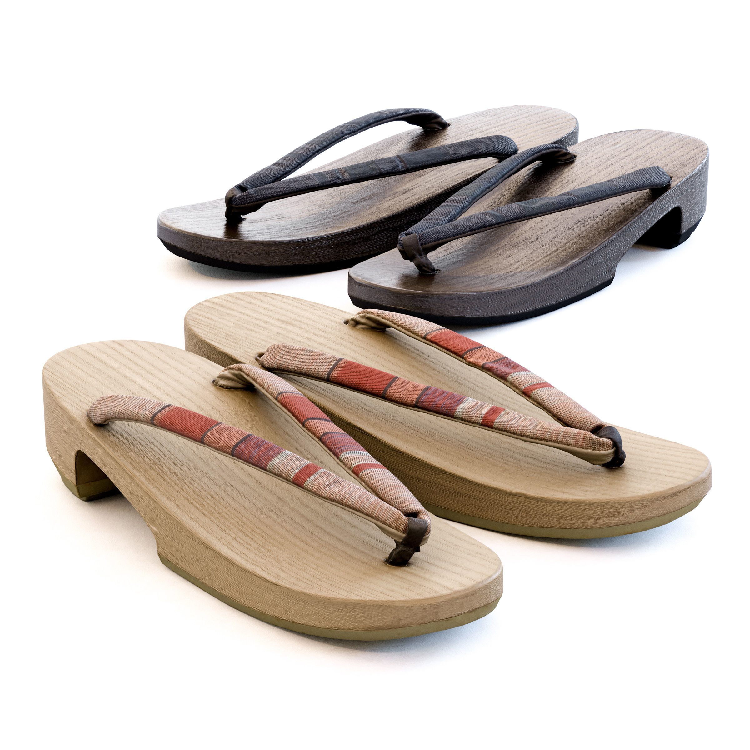 3D model Ukon Geta Set for Women - Japanese Wooden Clogs VR / AR / low ...