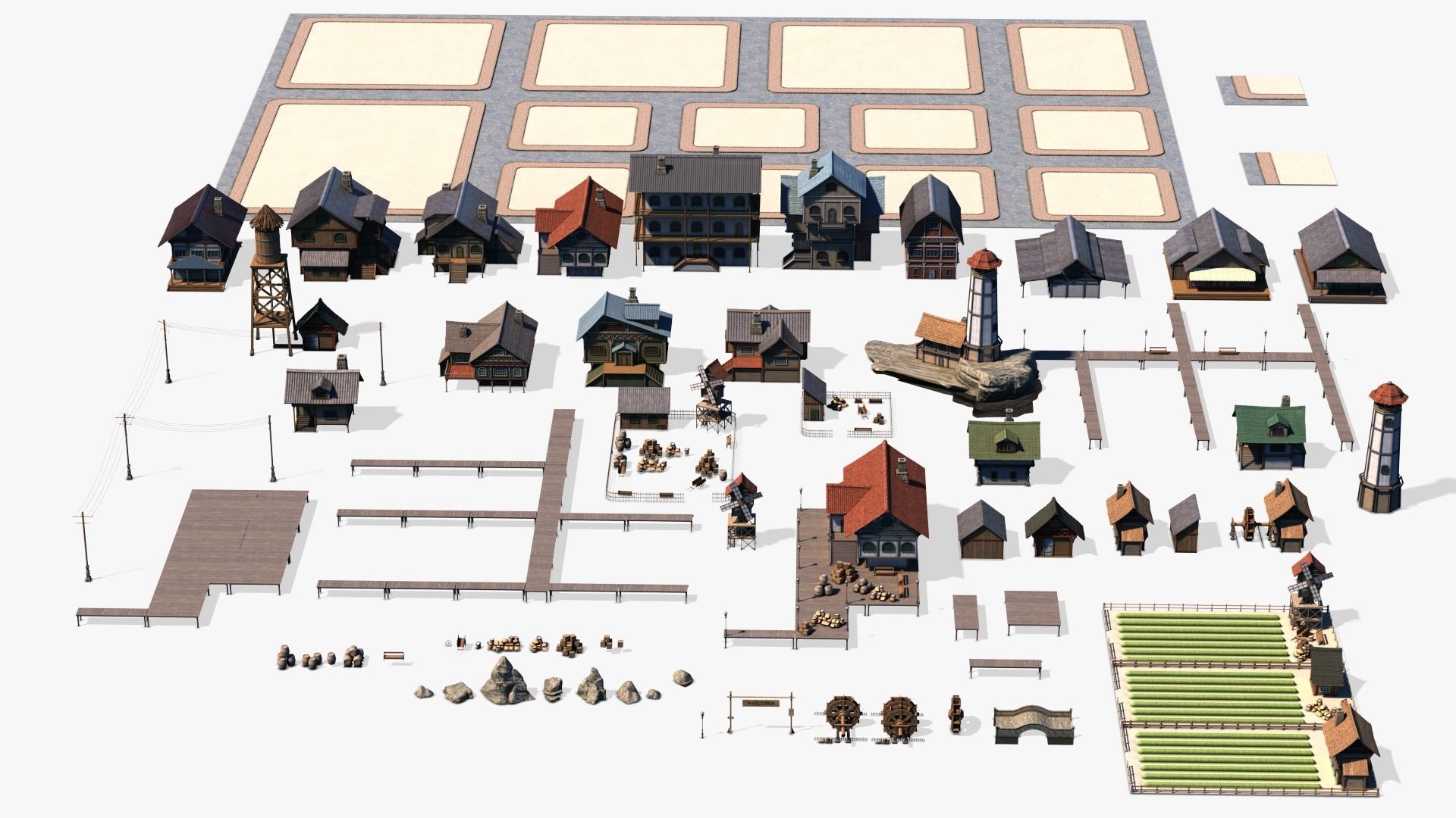 3D model village Asset VR / AR / low-poly | CGTrader