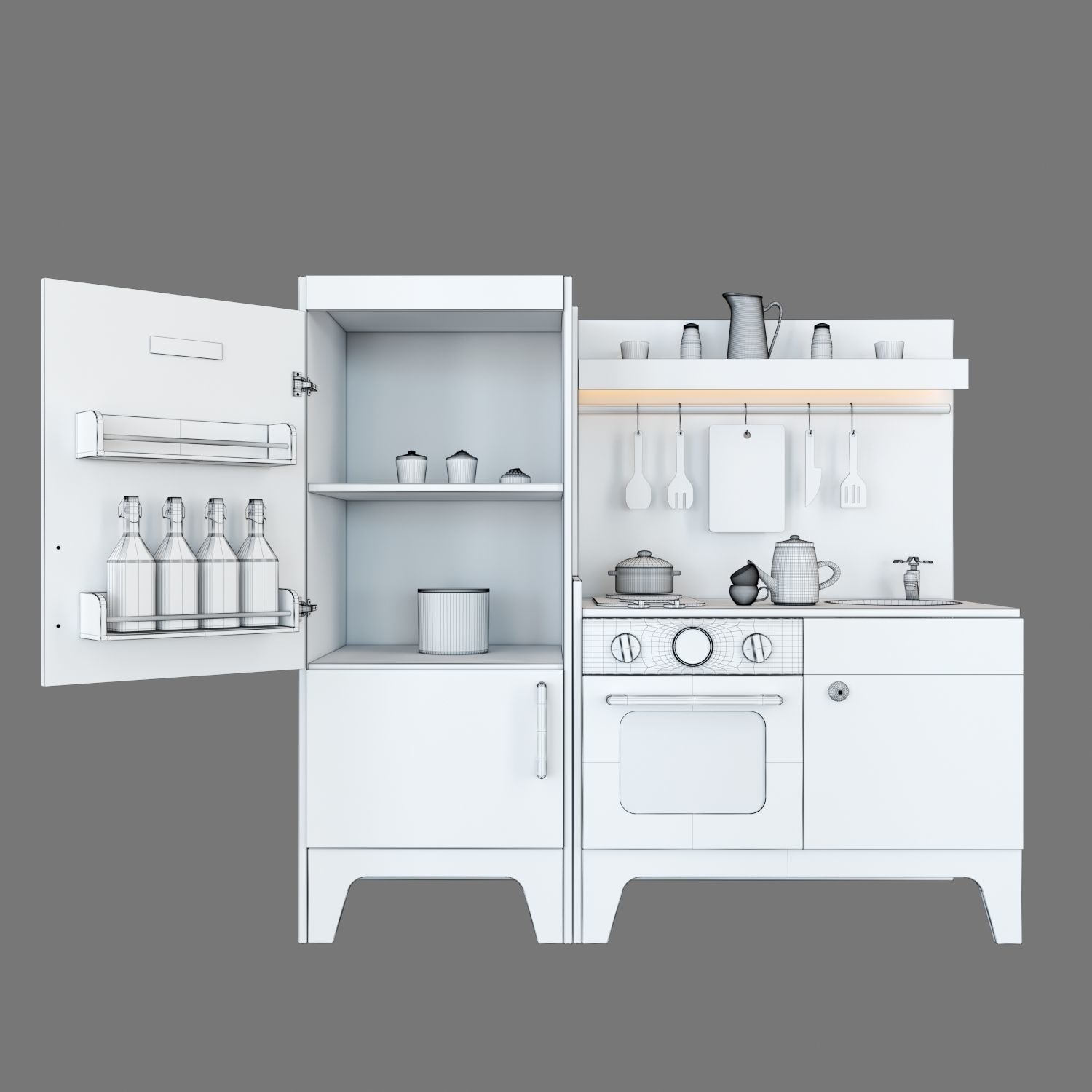 Kid Kitchen Cabinet 01 3D model | CGTrader