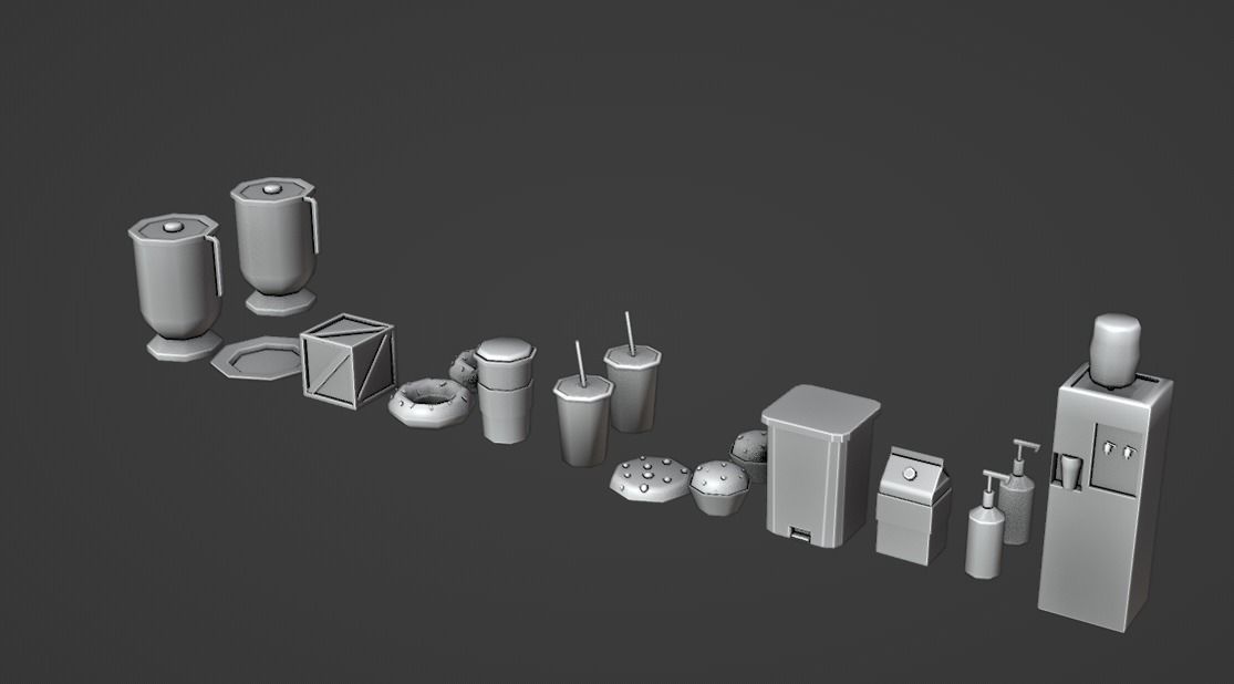 3d Model Low Poly Game Ready Cafe Food Assest Pack Vr Ar Low Poly 5905