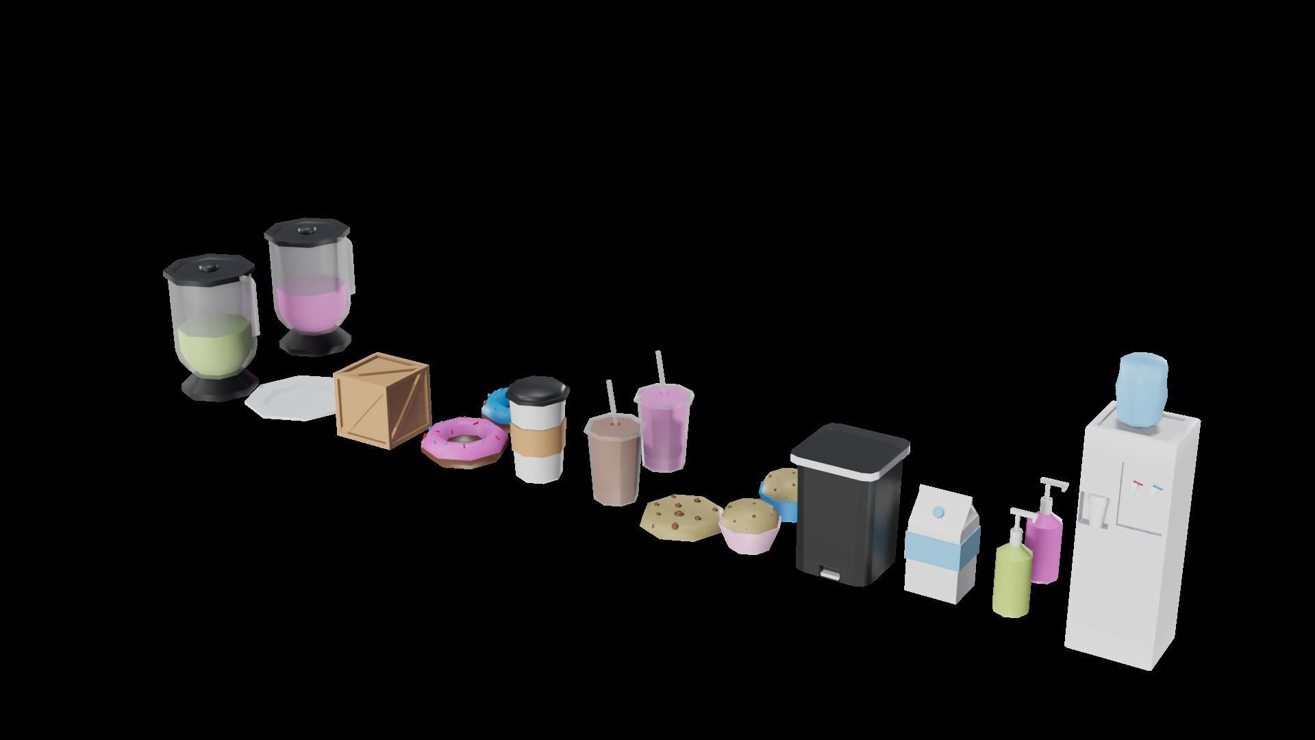 3D model Low Poly Game ready Cafe Food Assest Pack VR / AR / low-poly ...