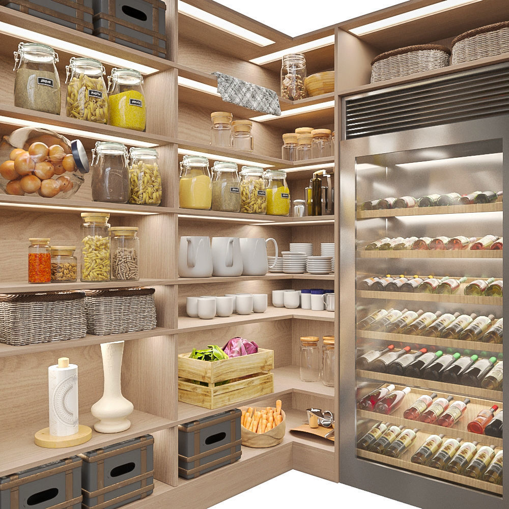 Pantry with spices kitchen utensils 3D model | CGTrader