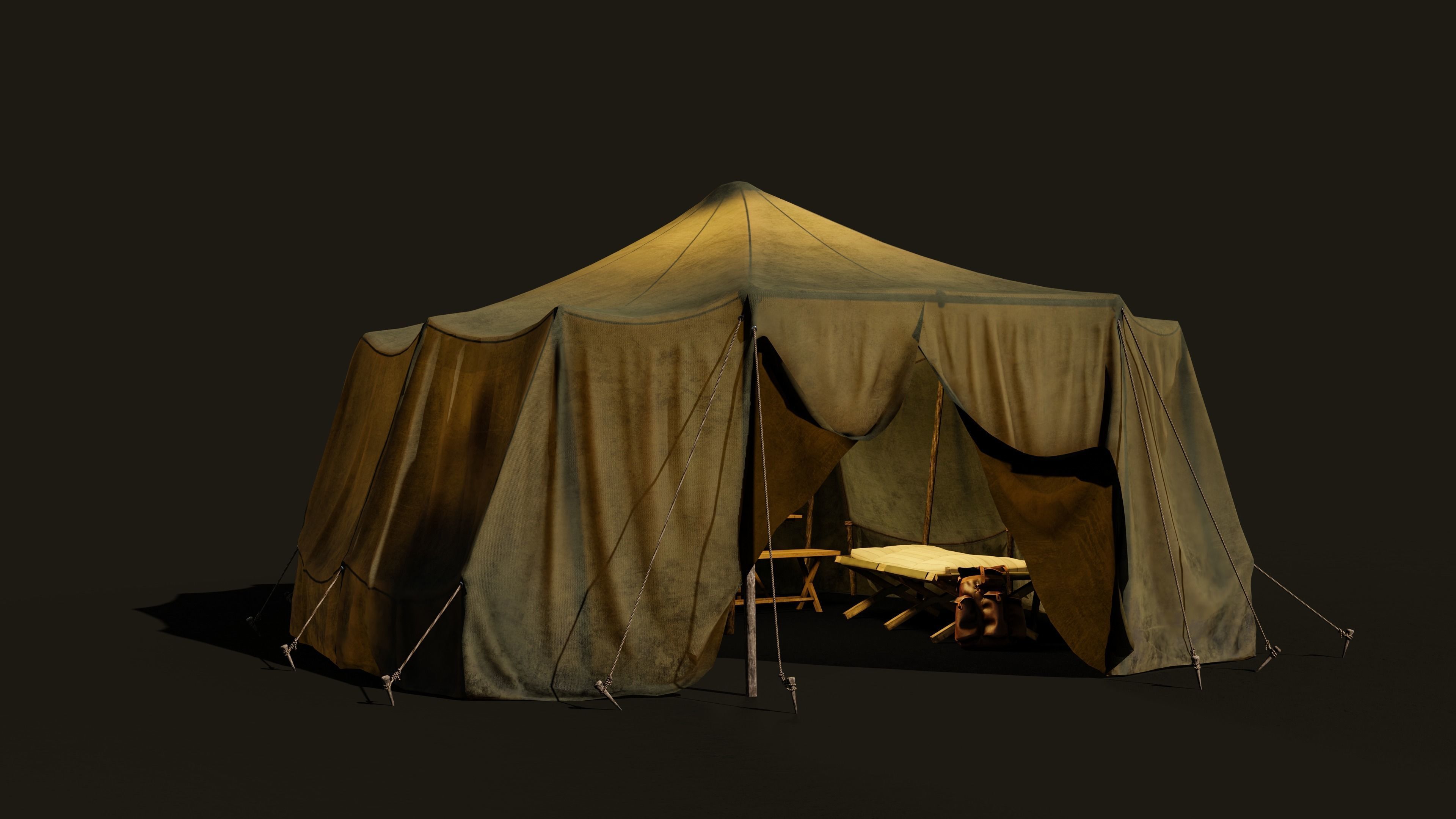 3D model Travelers Tent with props VR / AR / low-poly | CGTrader