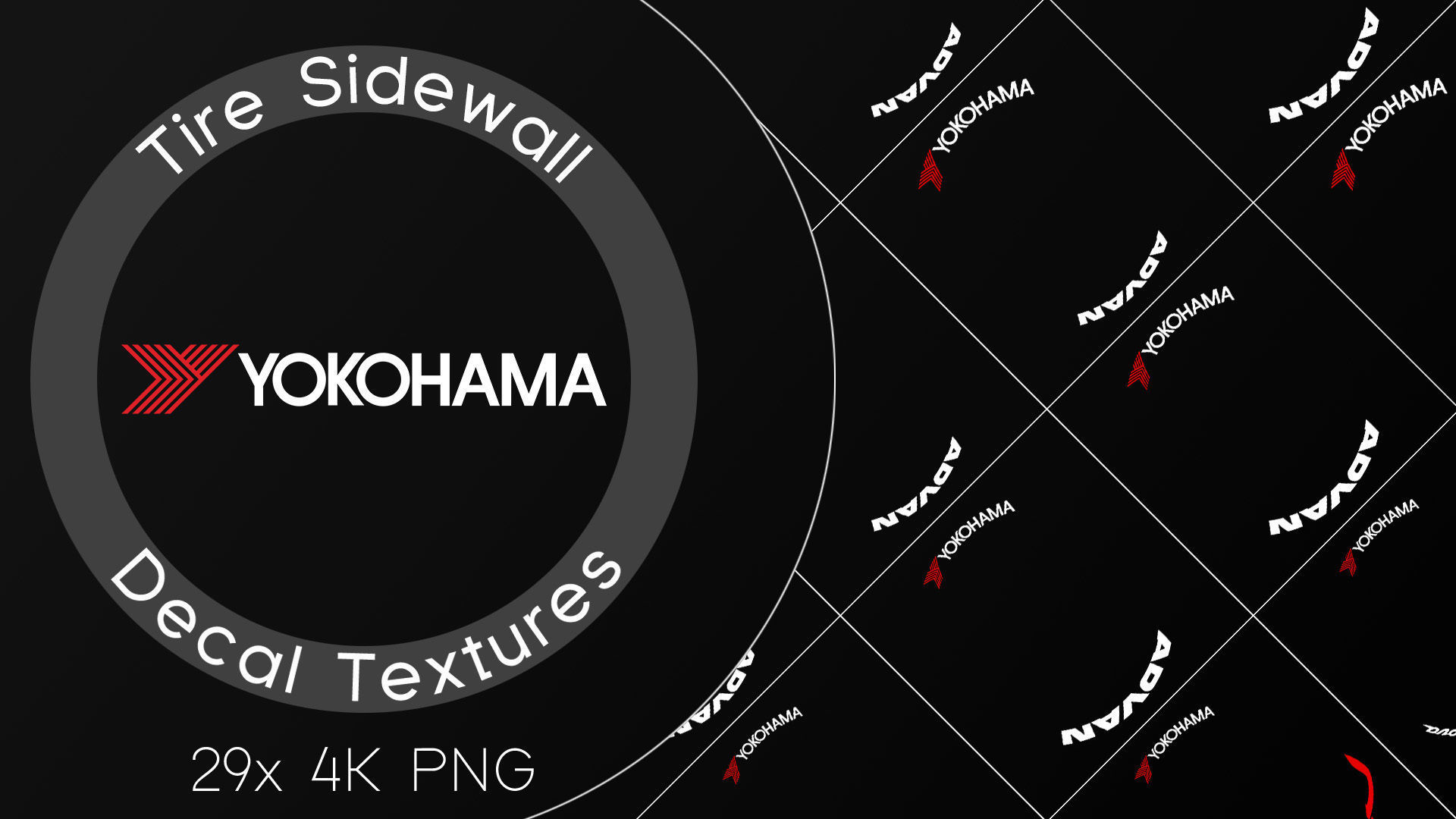 29x Yokohama tire sidewall 4K PNG decals Texture | CGTrader