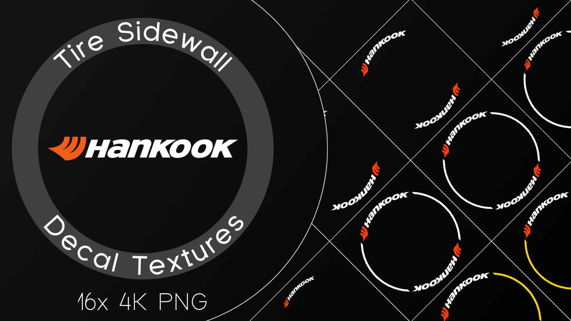 16x Hankook tire sidewall 4K PNG decals Texture | CGTrader