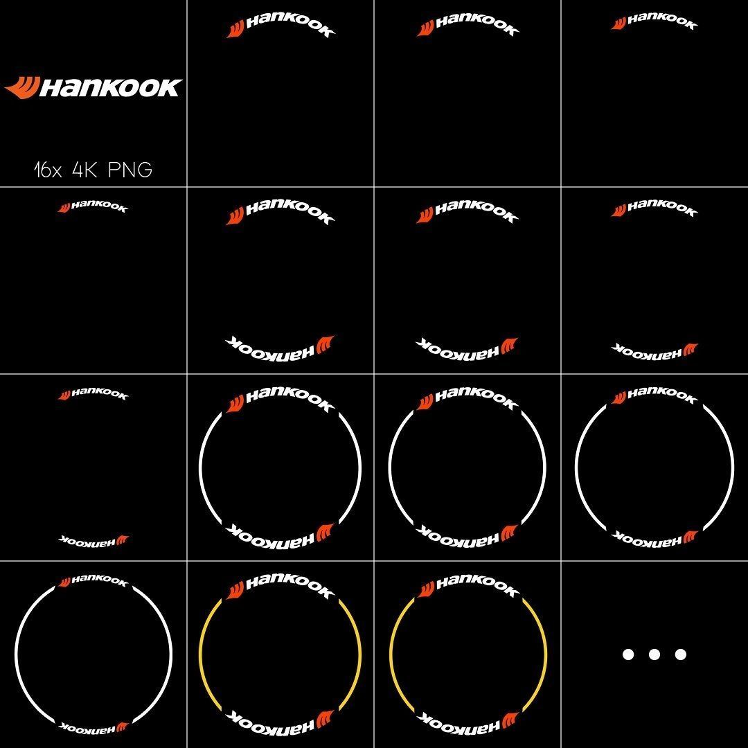 16x Hankook tire sidewall 4K PNG decals Texture | CGTrader